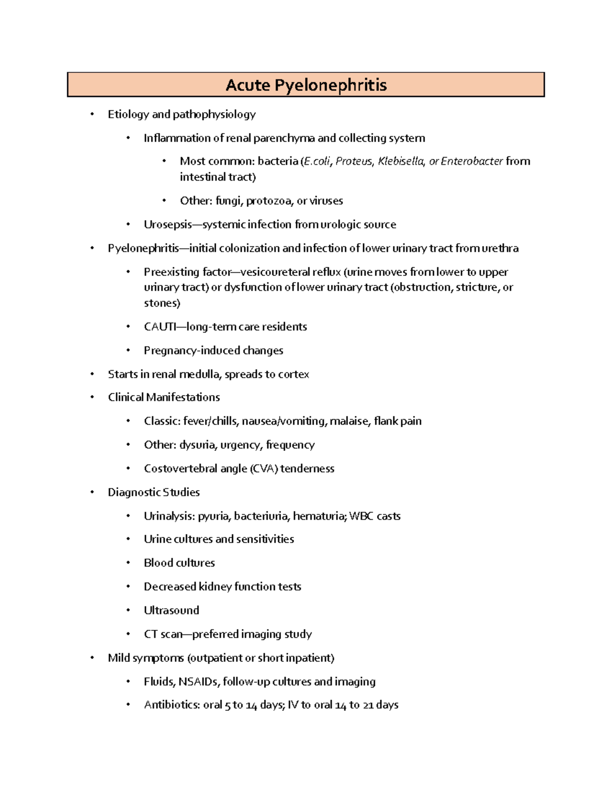 STDU Renal 2 - Acute Pyelonephritis Etiology and pathophysiology ...