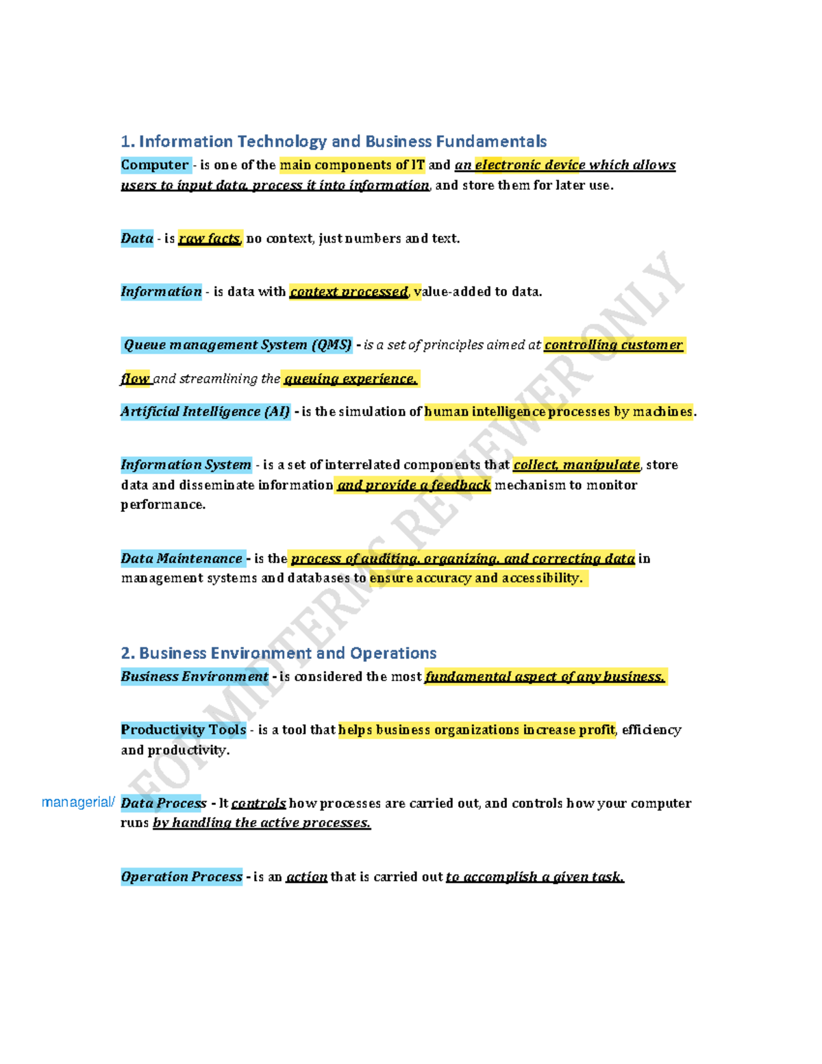 IT tools in business pointers - 1. Information Technology and Business ...