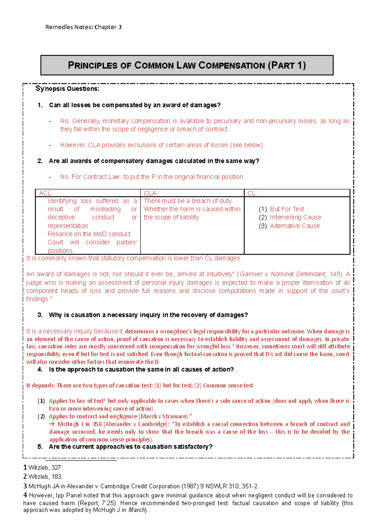 General Principles of Compensation (1) - Remedies Notes: Chapter 3 ...
