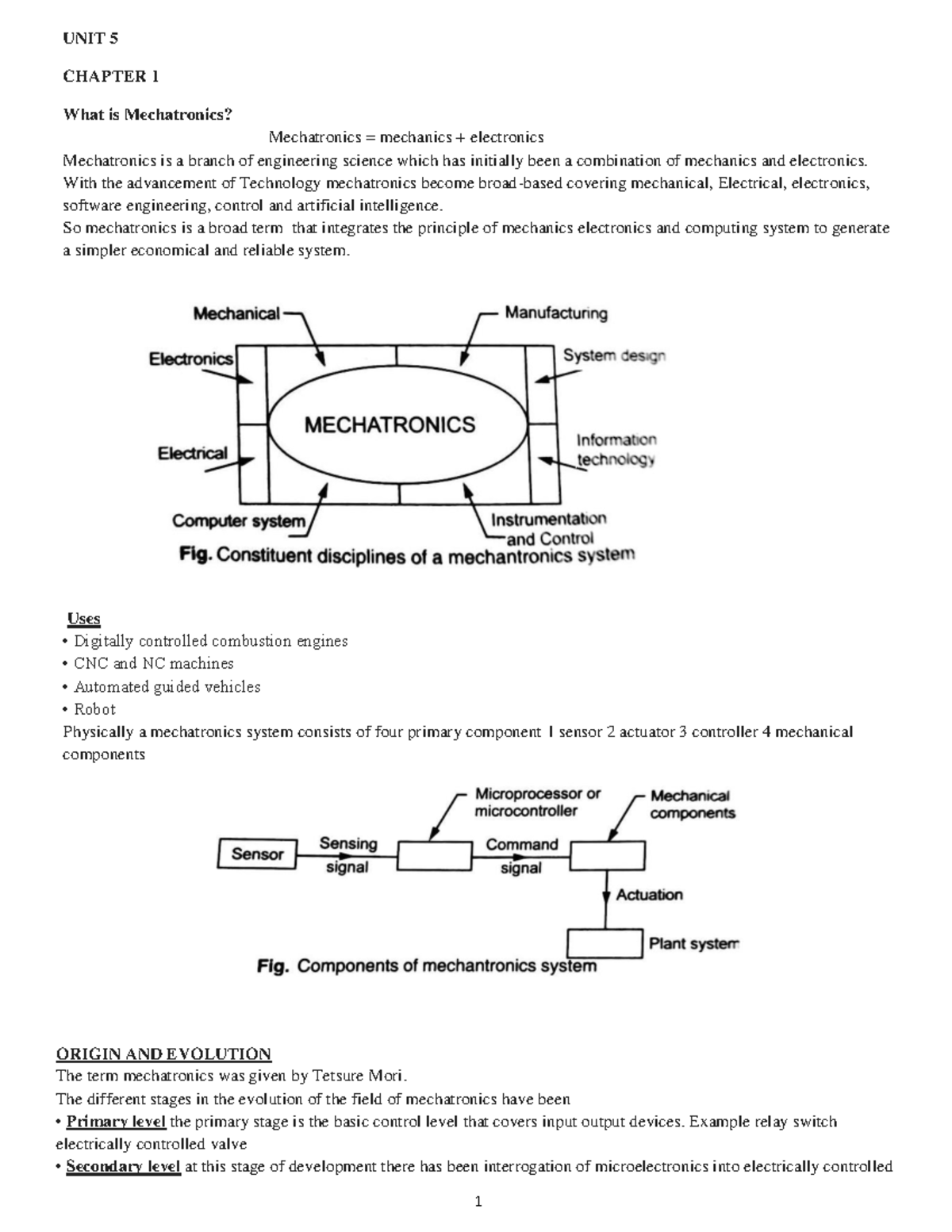 What is Mechatronics - 1 UNIT 5 CHAPTER 1 What is Mechatronics ...