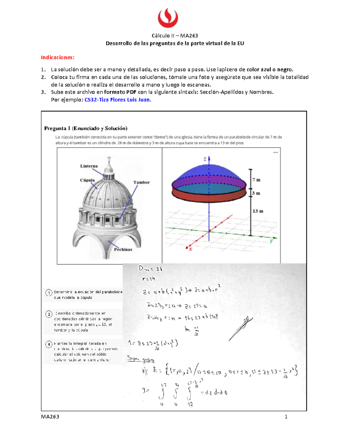 IN31-Anotnio+Moran+Jose+David - Cálculo II – MA26 3 Desarrollo de las preguntas de la parte ...