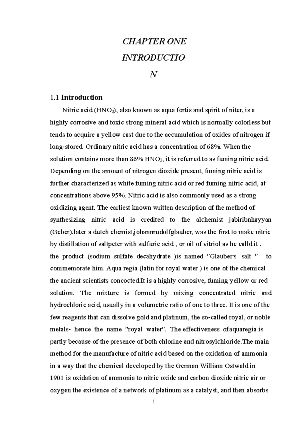 402940128 Nitric Acid Production Pdf Converted 1 Chapter One