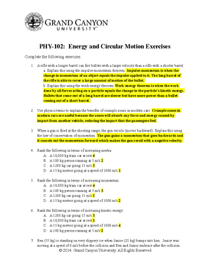 PHY-102-Fluid and Thermal Physics Exercises - Macie Smith PHY-102: Fluid and Thermal Physics ...