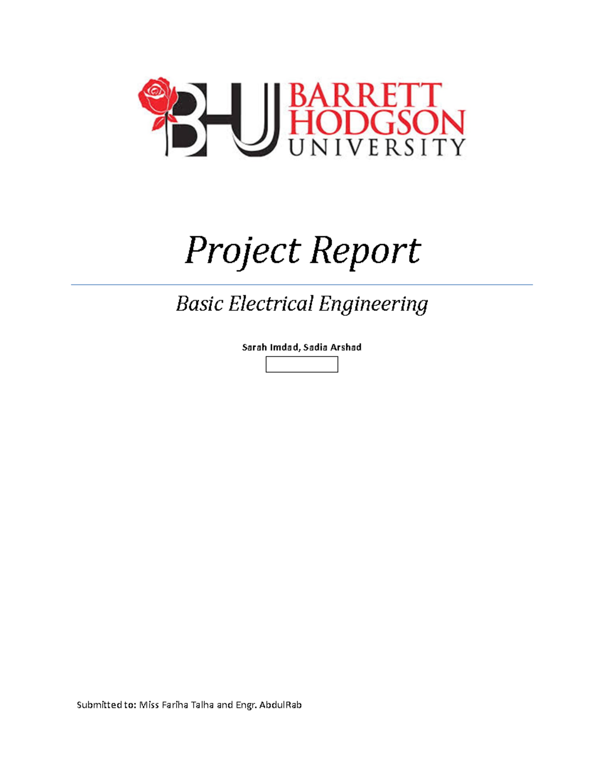 Project Report - Project Report Basic Electrical Engineering Sarah ...