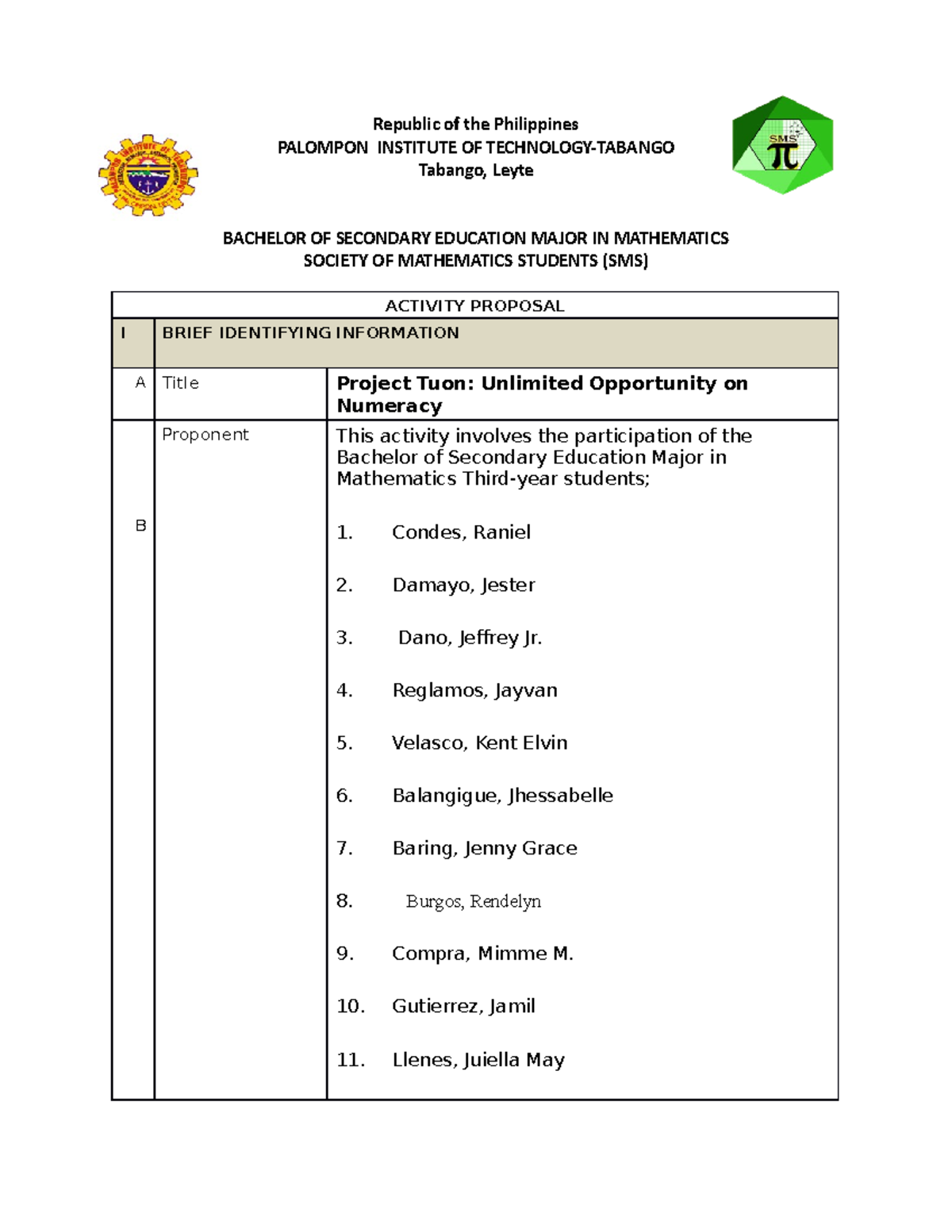 Project- Proposal- Format - Republic of the Philippines PALOMPON ...