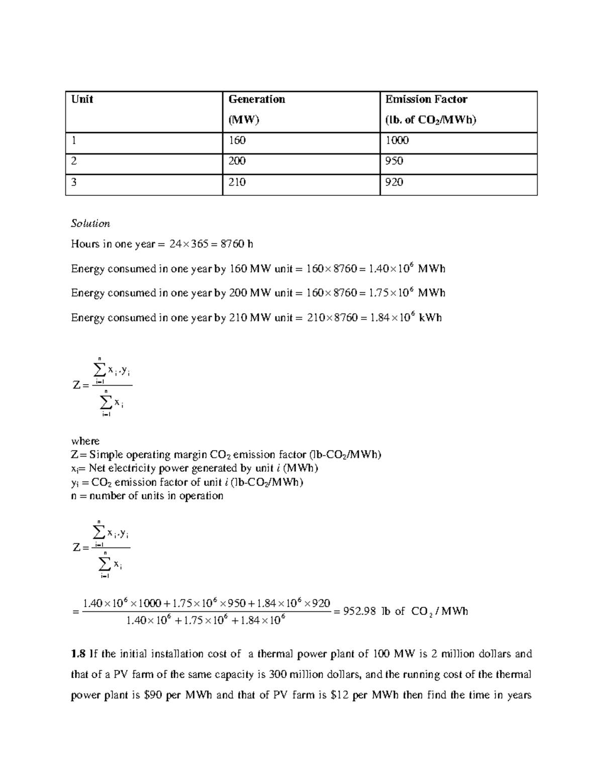 Energy & civilization - Unit Generation (MW) Emission Factor (lb. of CO ...