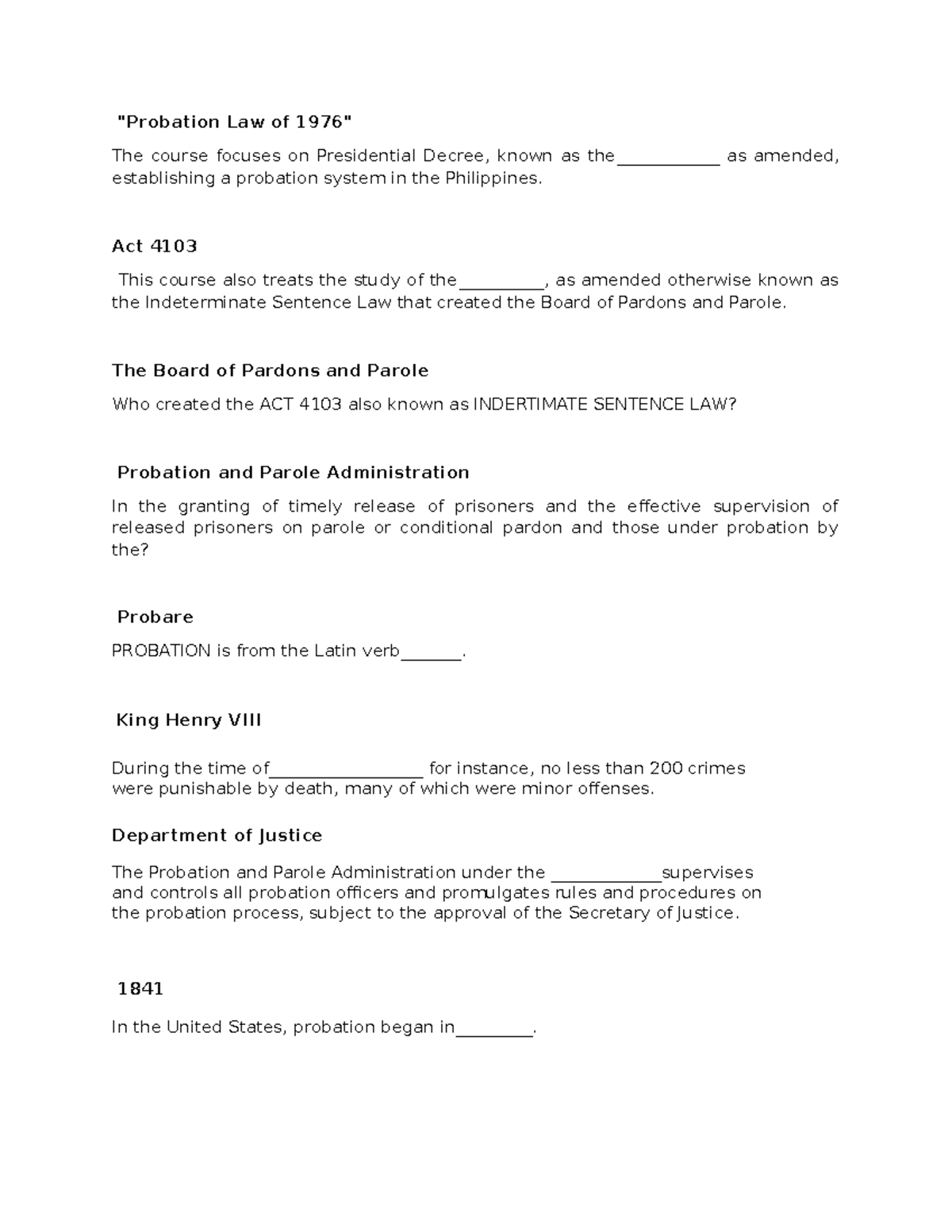 Probation Law of 1976 - About Law - "Probation Law of 1976" The course ...