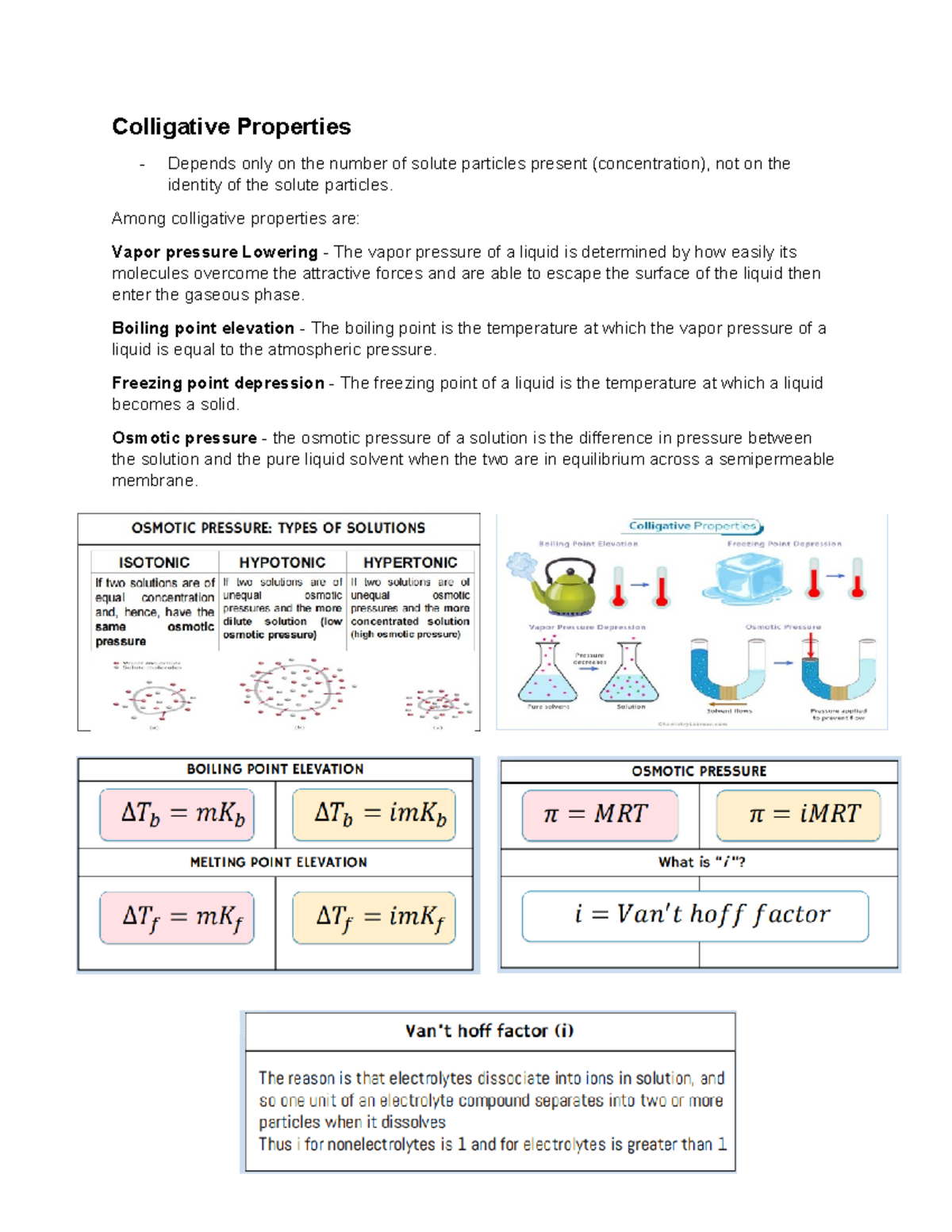 General Chemistry 2 Reviewer - Colligative Properties Depends only on ...