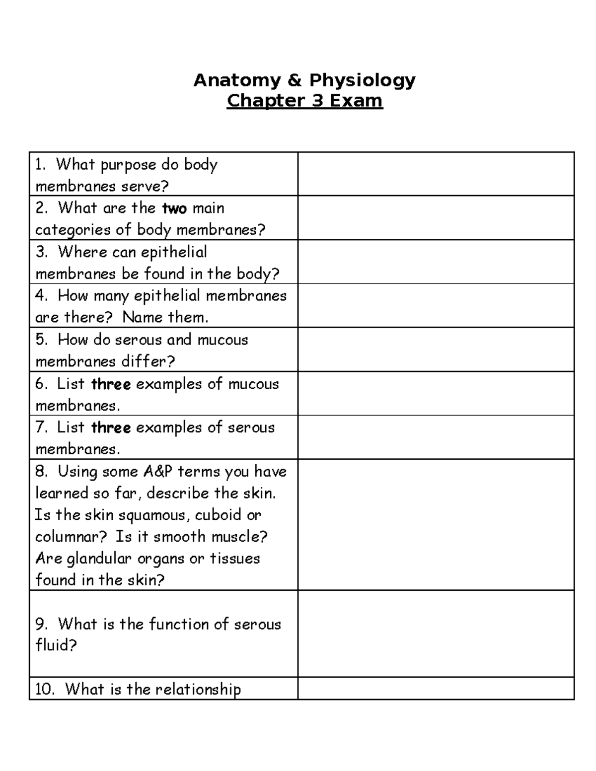 A P Chpt 3 Overview student questions - Anatomy & Physiology Chapter 3 ...