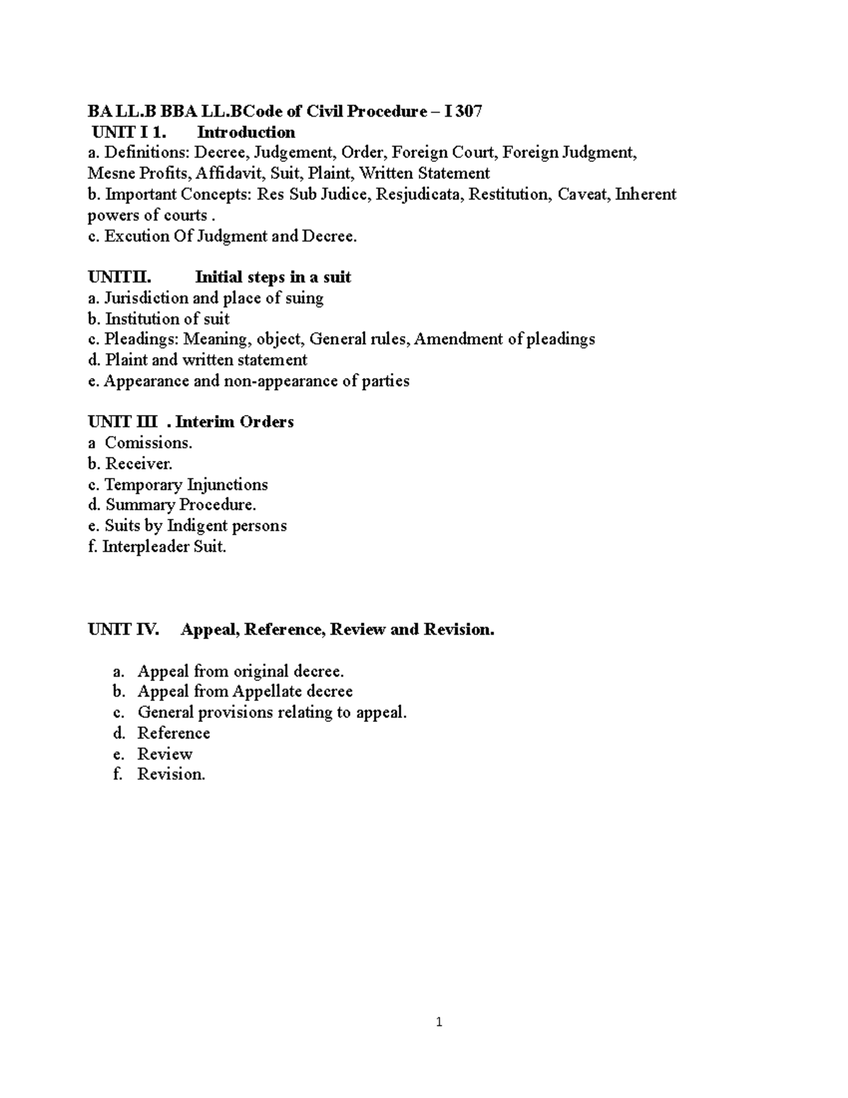 Cpc study material compete for the semester - BA LL BBA LL of Civil ...