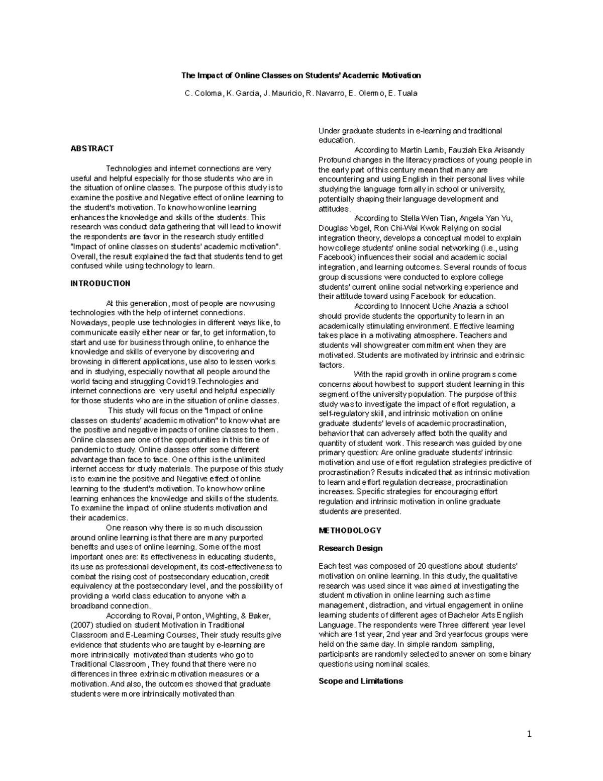 Research-Paper-in-CMC - The Impact of Online Classes on Students ...