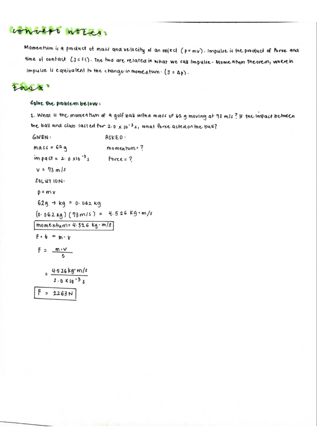 Momentum and Impulse - General Physics 1(Lecture) - Studocu