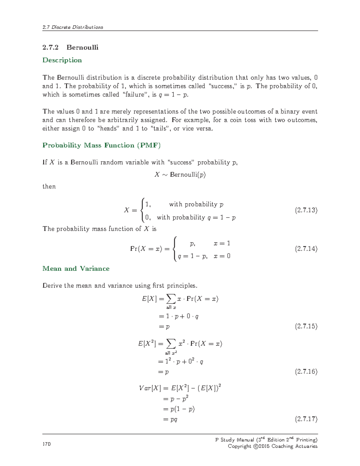 2.8 Bernoulli - This material is essential to Statistic course in any ...