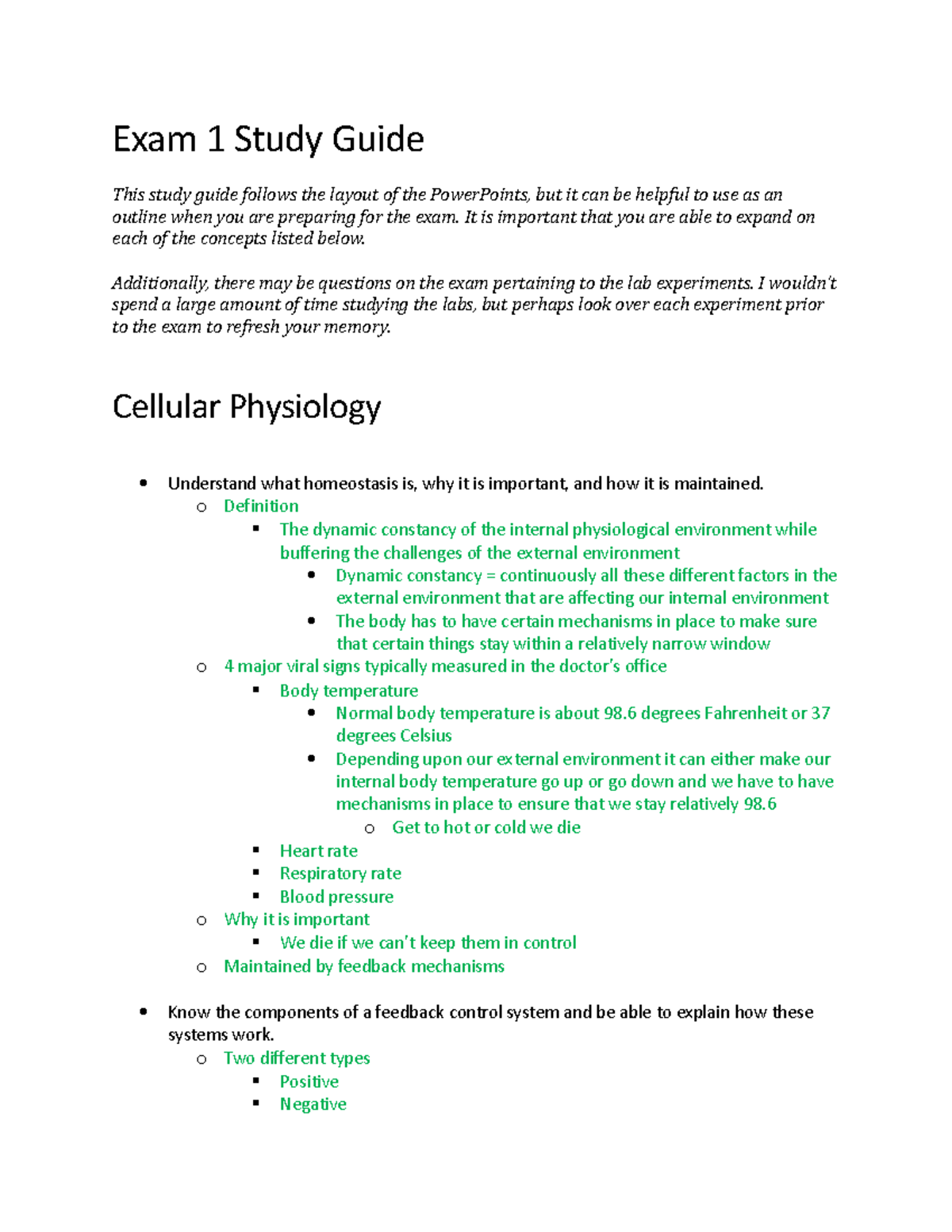 Exam 1 Review - Exam 1 Study Guide This study guide follows the layout ...