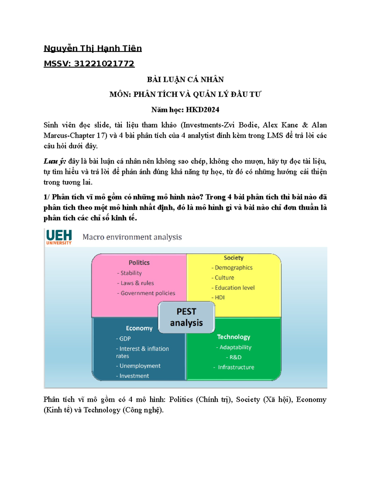 Bài LMS 2 - bai tap ve nha - Nguyễn Thị Hạnh Tiên MSSV: 31221021772 BÀI ...