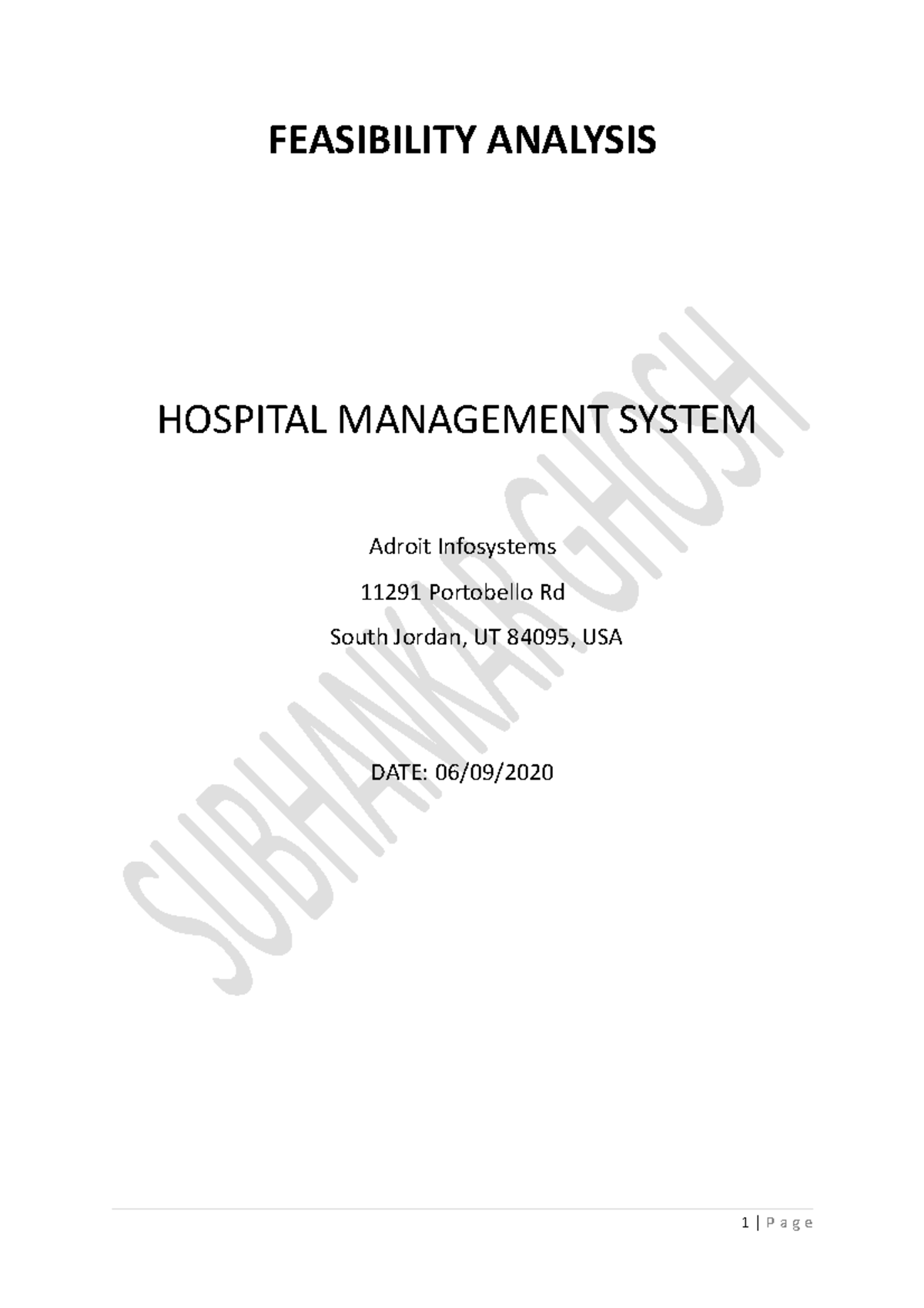 Feasibility report on Hospital Management System - FEASIBILITY ANALYSIS ...