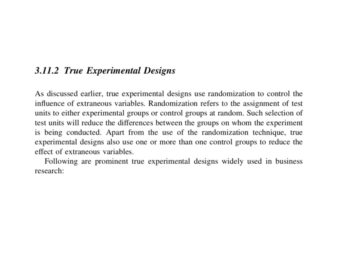 True experimental designs - Business Research - Studocu