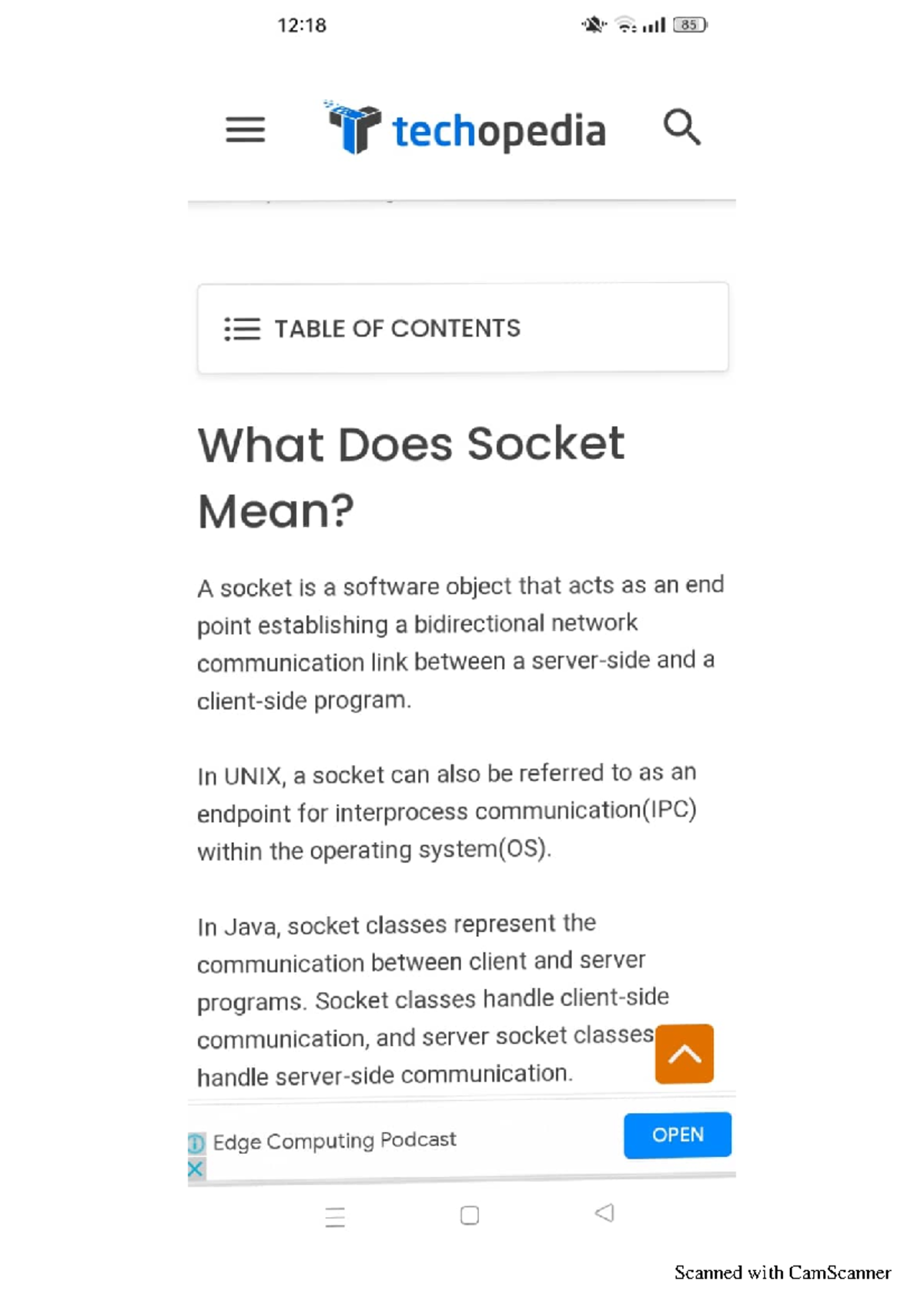 Sockets - Web Design and Development - Scanned with CamScanner Scanned with CamScanner - Studocu