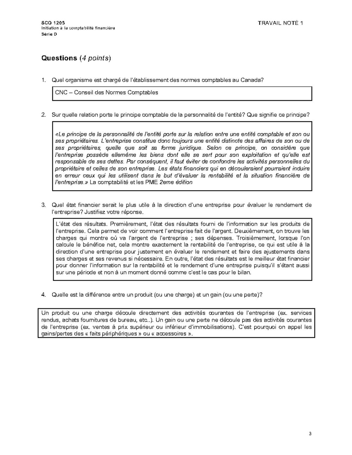SCO 1205 TN1 - SCO 1205 Initiation à la comptabilité financière Série D ...