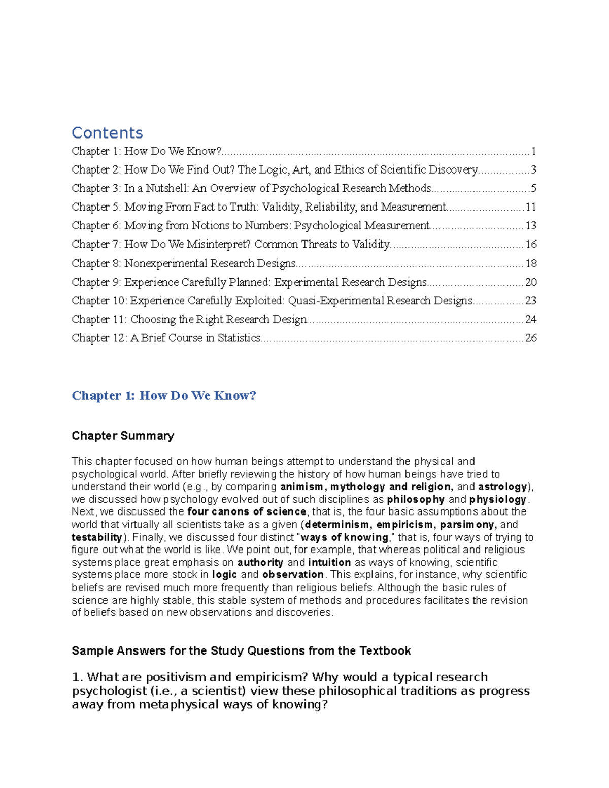 TEST Banks - FULL NOTES - Contents Chapter 1: How Do We - Studocu