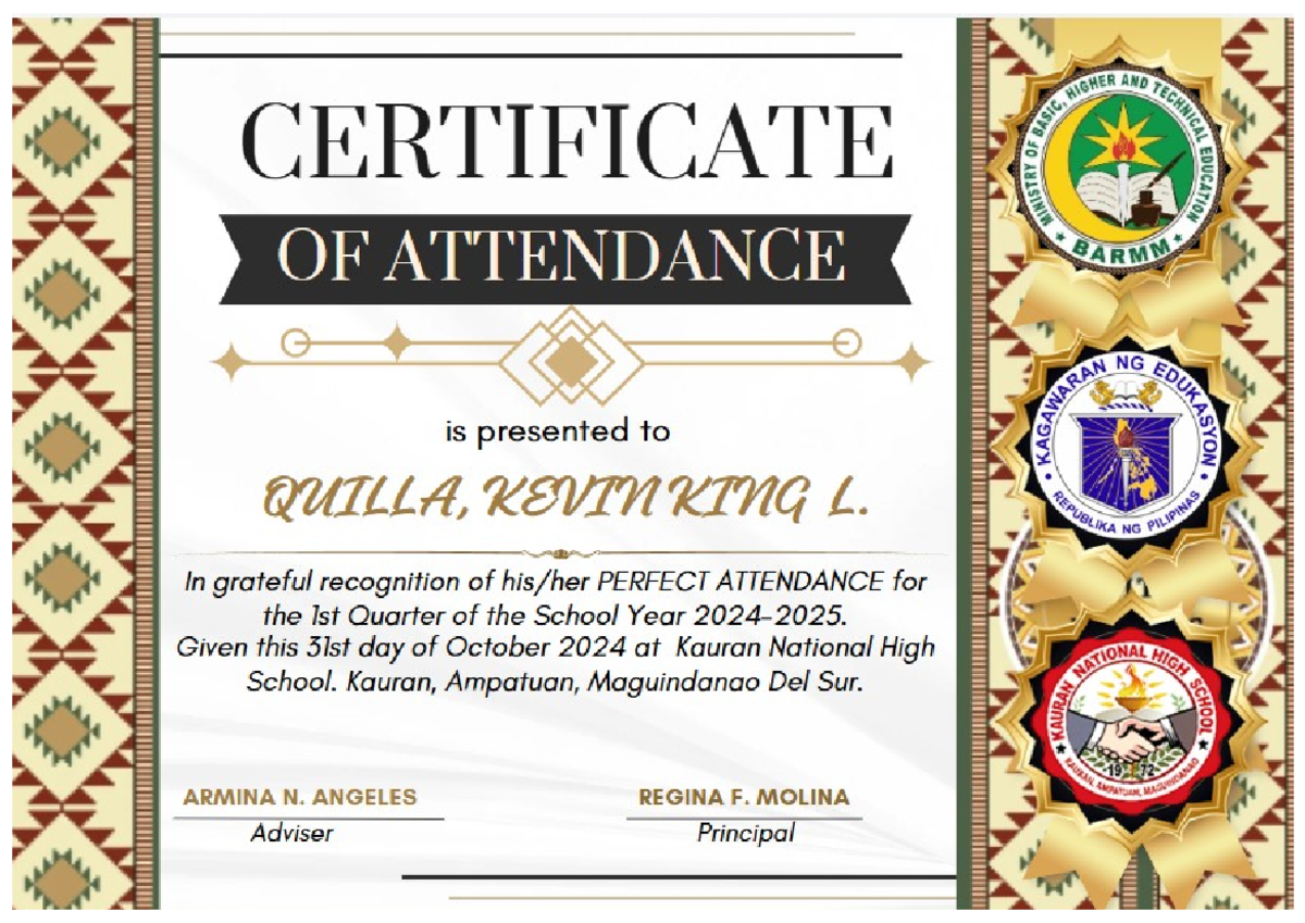 Certificate - smart - HIGHER AND CERTIFICATE OF ATTENDANCE BARMM NG is ...
