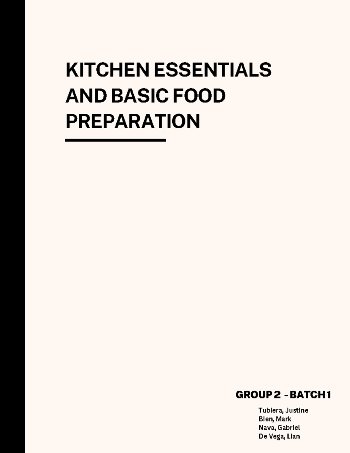 Kitchen Essentials AND Basic FOOD Preparation - KITCHEN ESSENTIALS AND ...