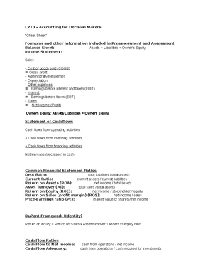 C213 getting started guide - WGU's Accounting for C Business Decisions ...
