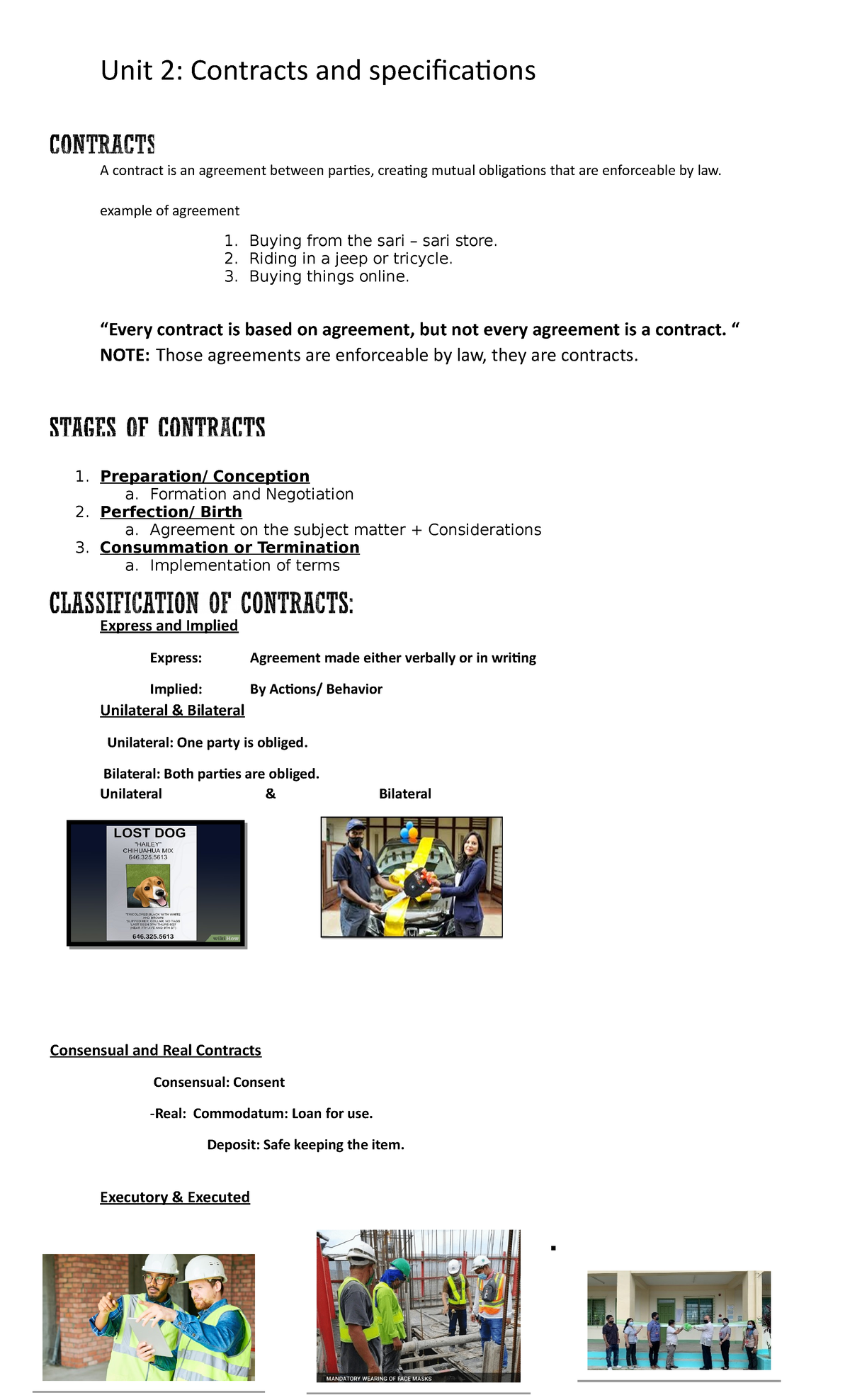 Unit-2 - It will help to give an idea about contracts - Unit 2: Contracts and specifications A ...