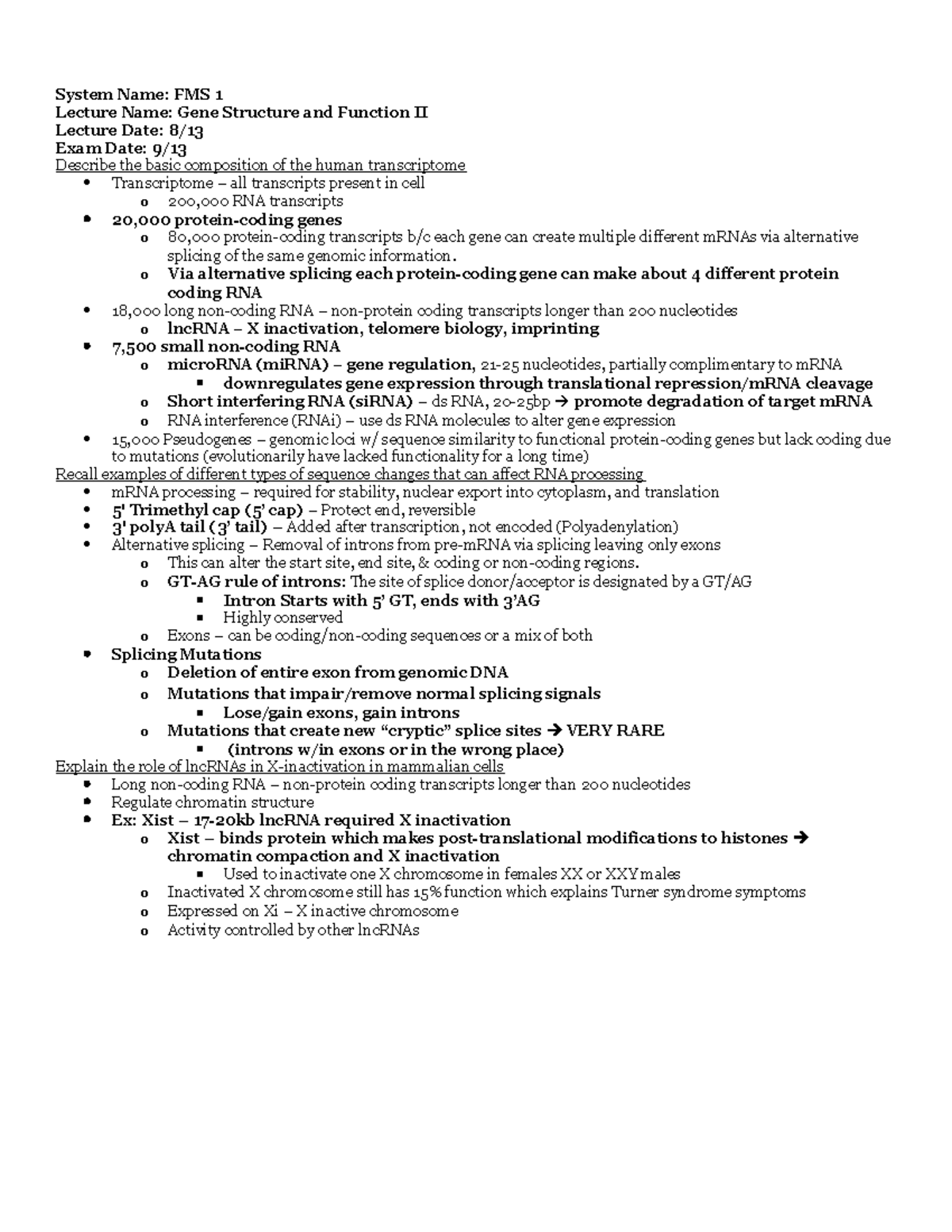 8:13 Gene Structure & Fxn 2 - System Name: FMS 1 Lecture Name: Gene ...