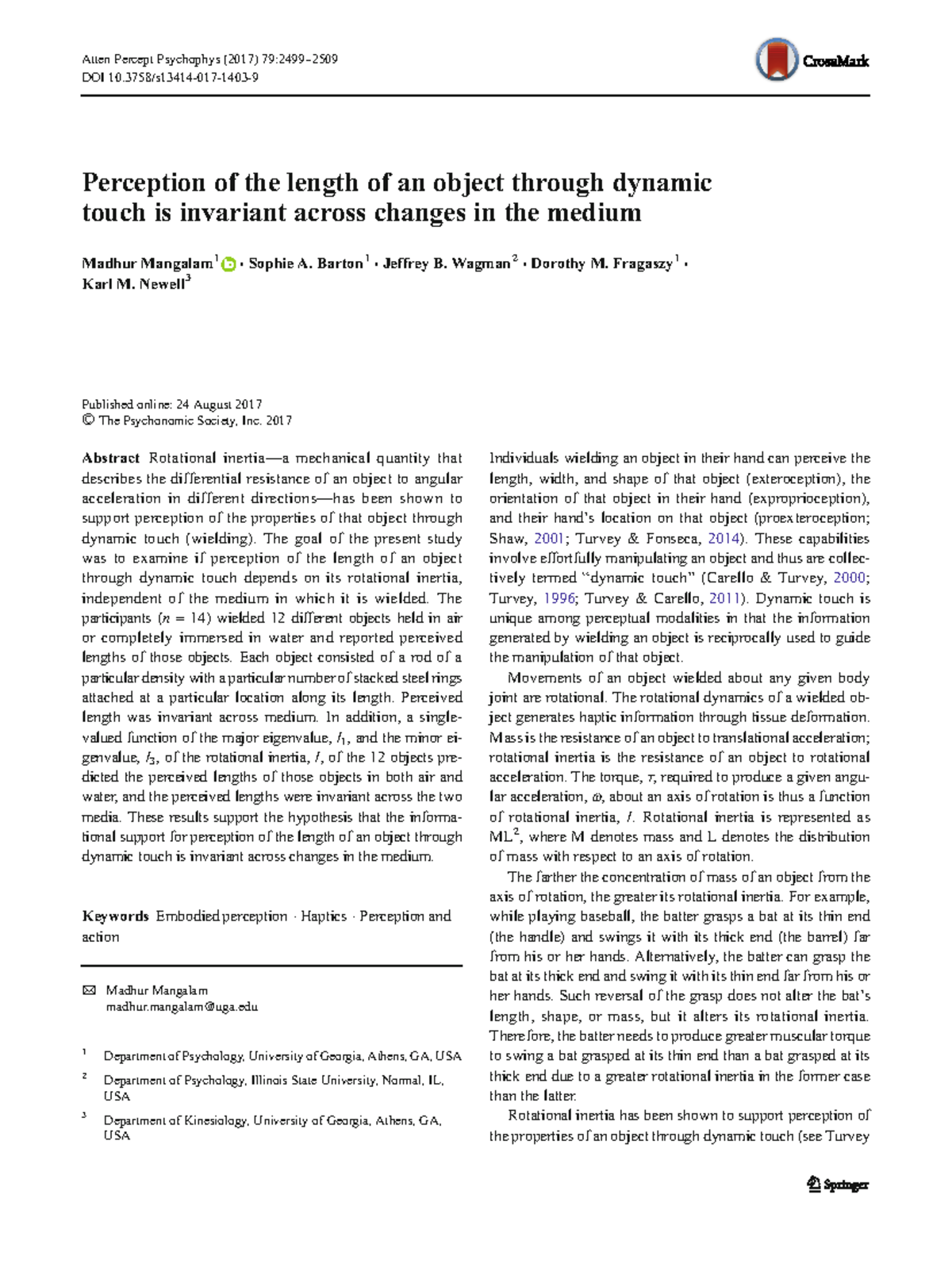 Length Perception - bs biology - Perception of the length of an object ...