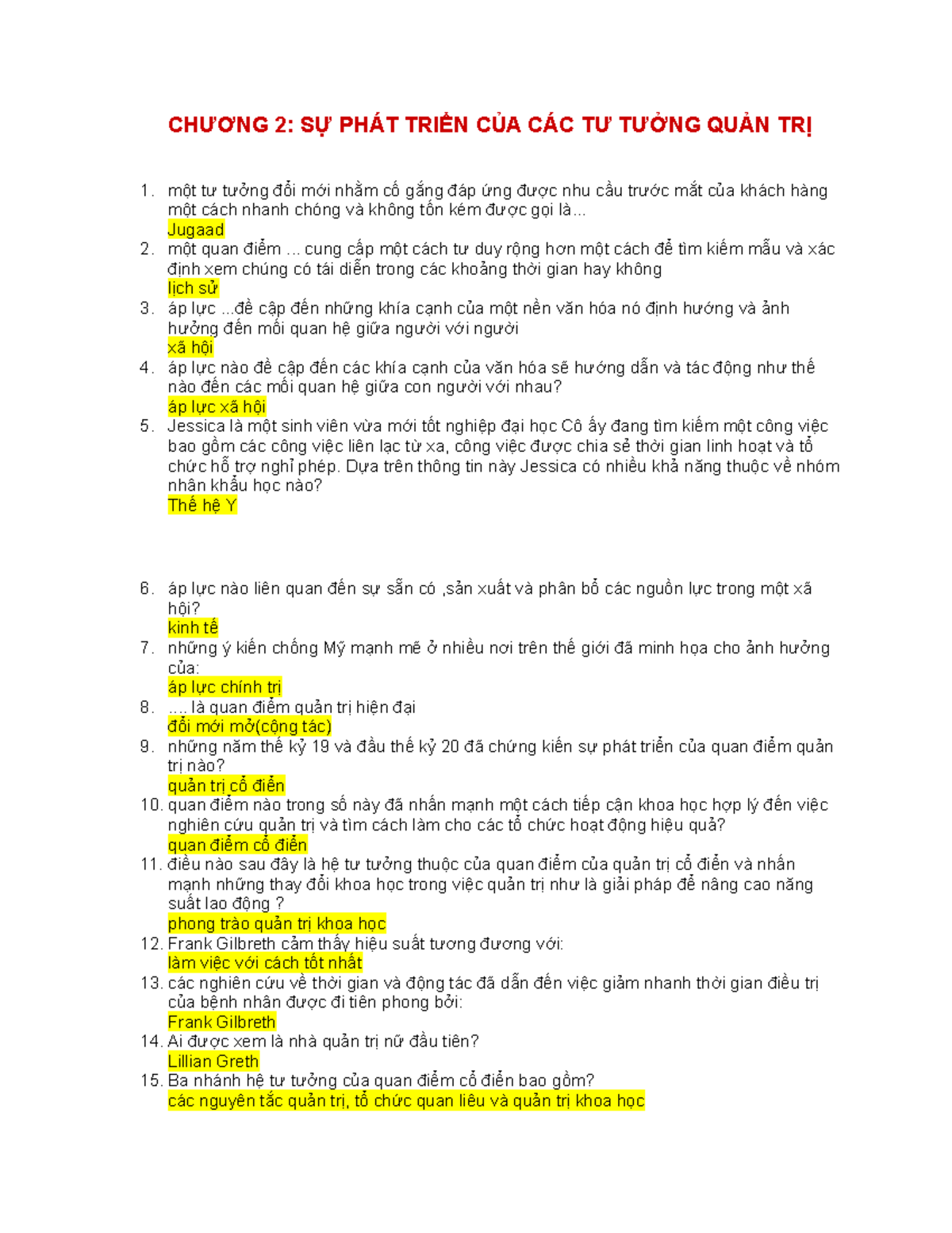 Cđ2 - tn qth chuong 2 - CHƯƠNG 2: SỰ PHÁT TRIỂN CỦA CÁC TƯ TƯỞNG QUẢN TRỊ một tư tưởng đổi mới ...