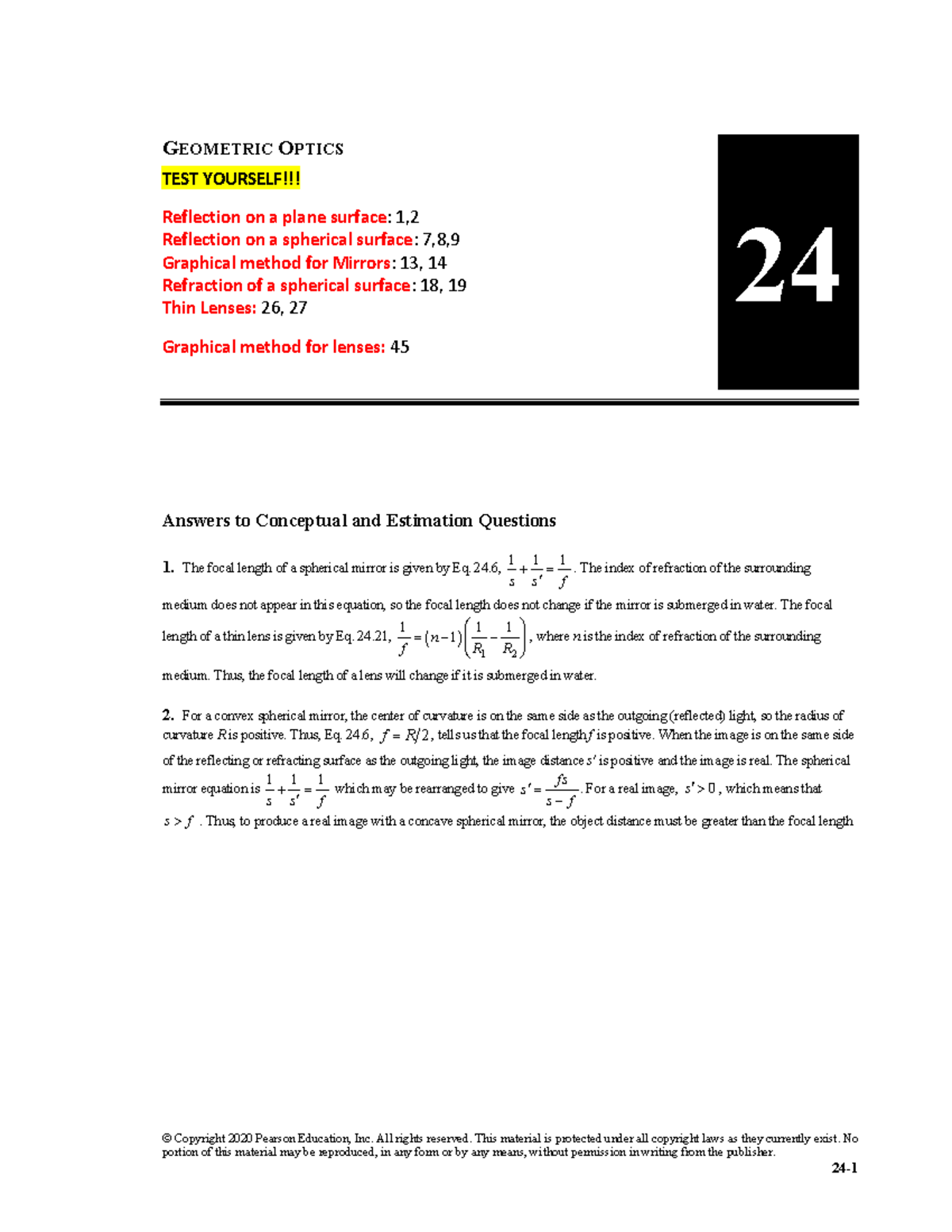 🖤 Chapter 24 - TEST Yourself with End of Chapter Problems - GEOMETRIC ...