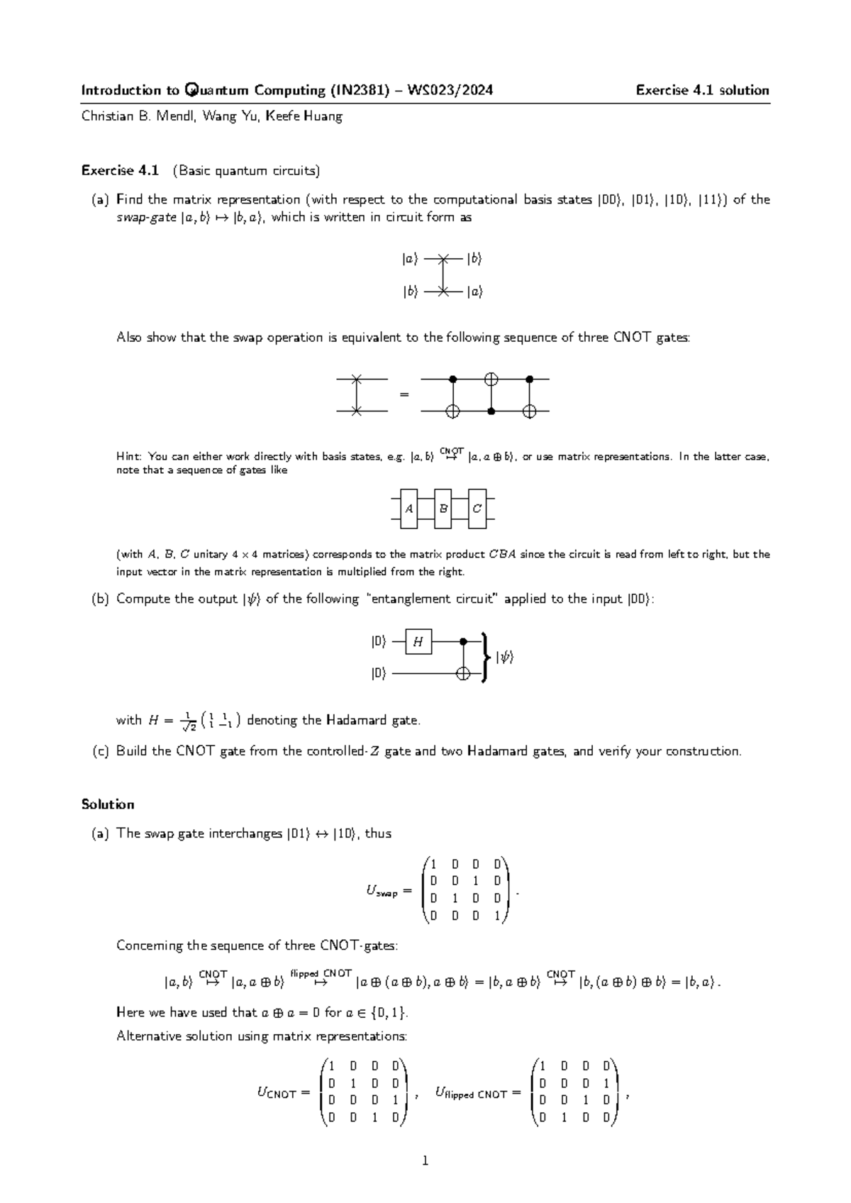 Exercise 4 - Introduction to uantum Computing (IN2381) – W 2 023/2024 Exercise 4 solution ...