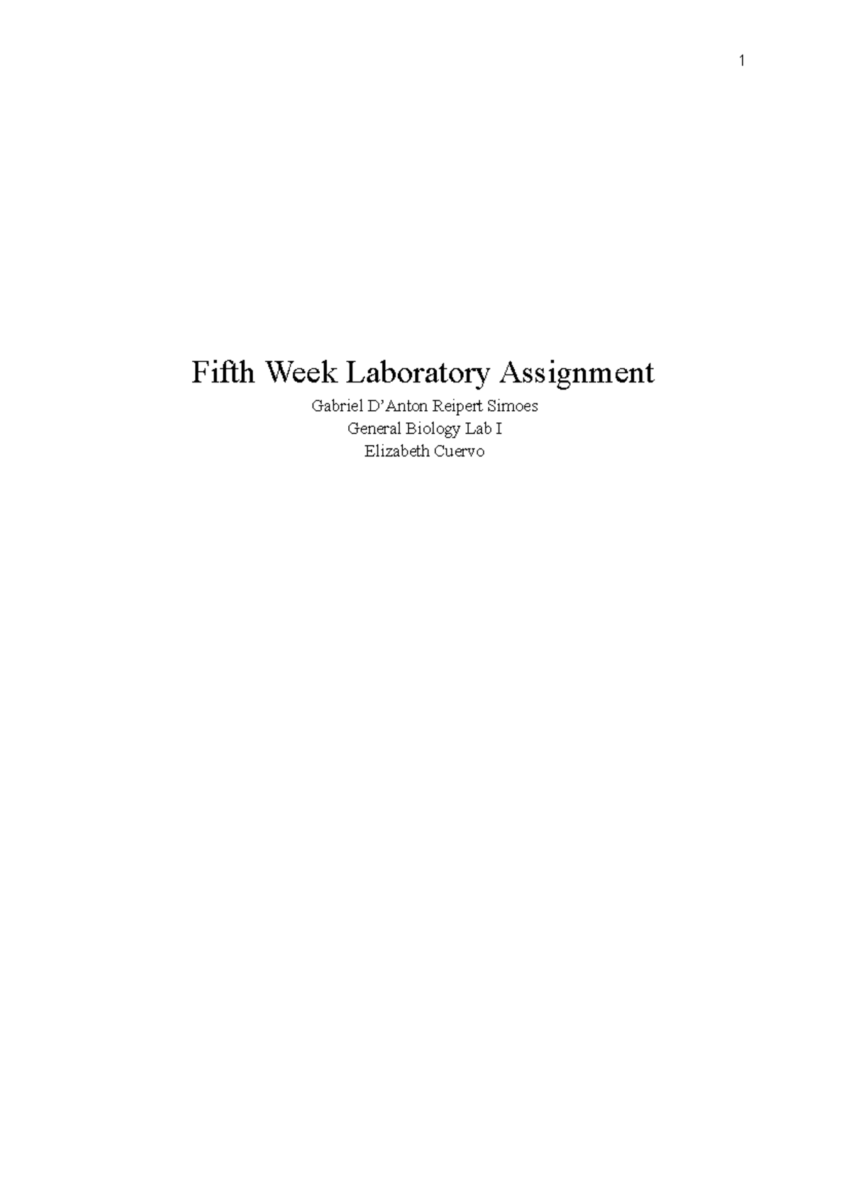 Fifth Week Laboratory Assignment - 1 Fifth Week Laboratory Assignment ...