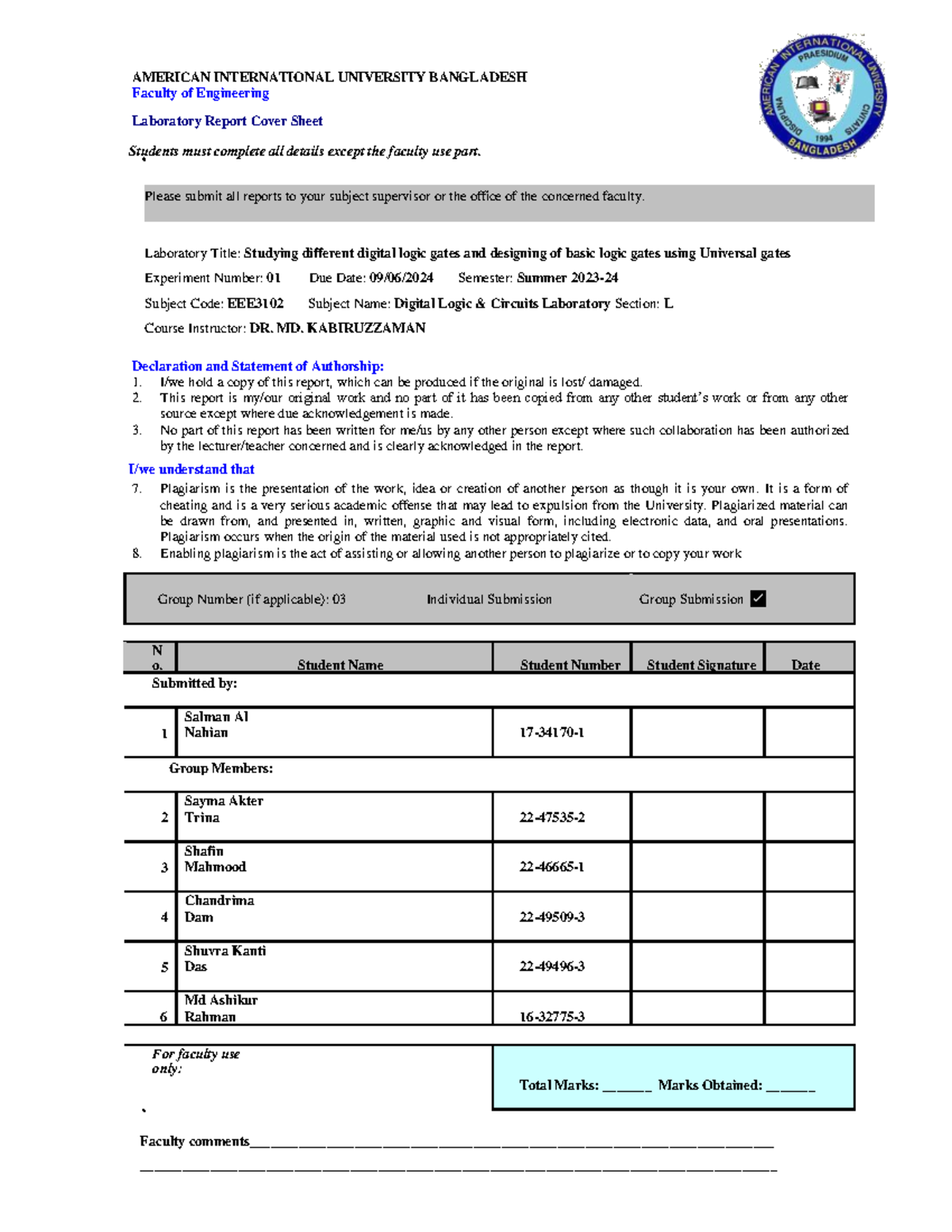 Deriving logic equations and truth table from a given statement or ...
