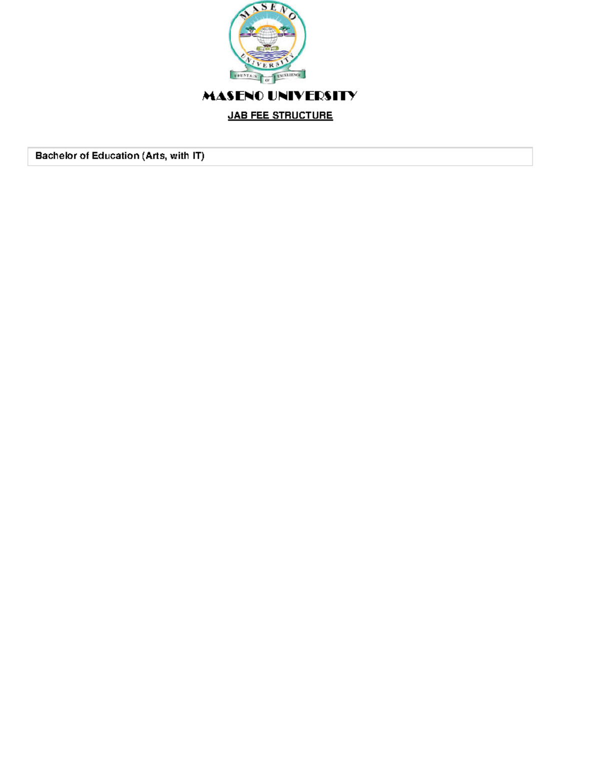 Fee Structure-EAR00097020 - MASENO UNIVERSITY JAB FEE STRUCTURE ...
