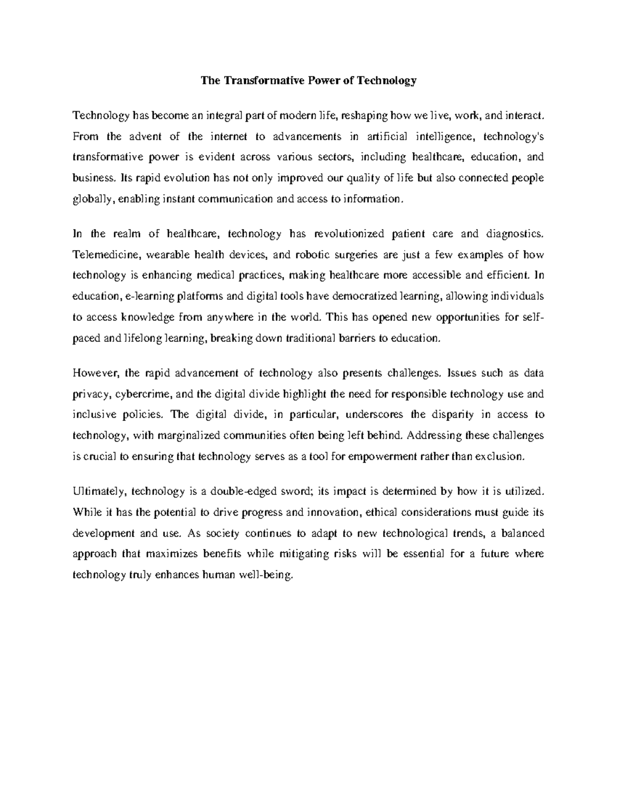 The Transformative Power of Technology - The Transformative Power of ...