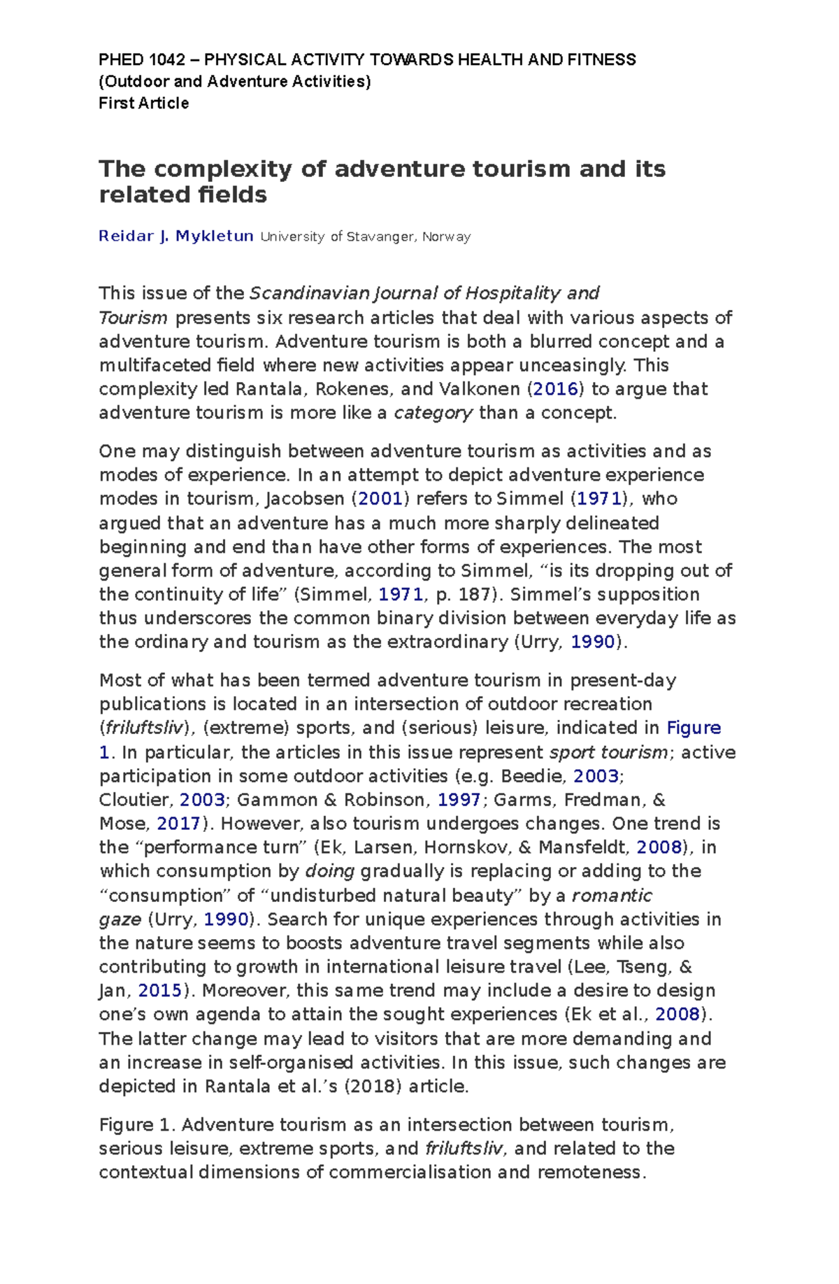 Article 1(2) - Adventure Activities defined - PHED 1042 – PHYSICAL ...