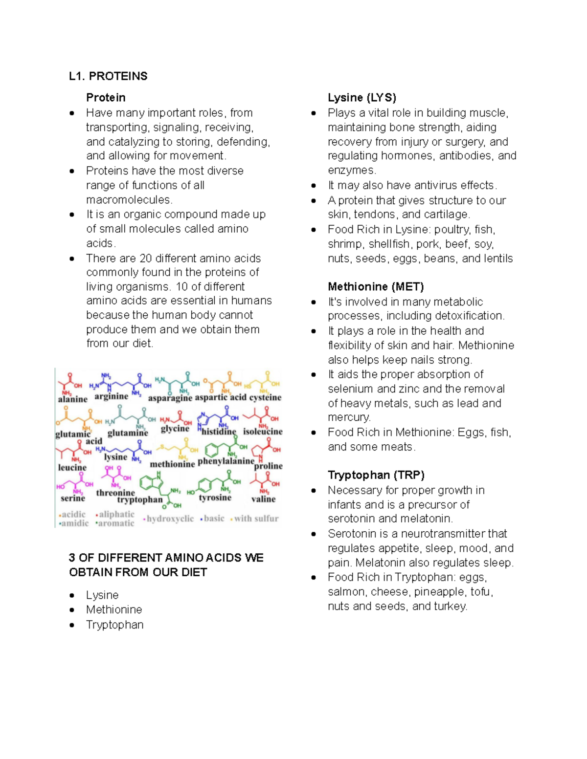 Genbio-2nd-Quarter - Reviewer - L1. PROTEINS Protein Have many ...