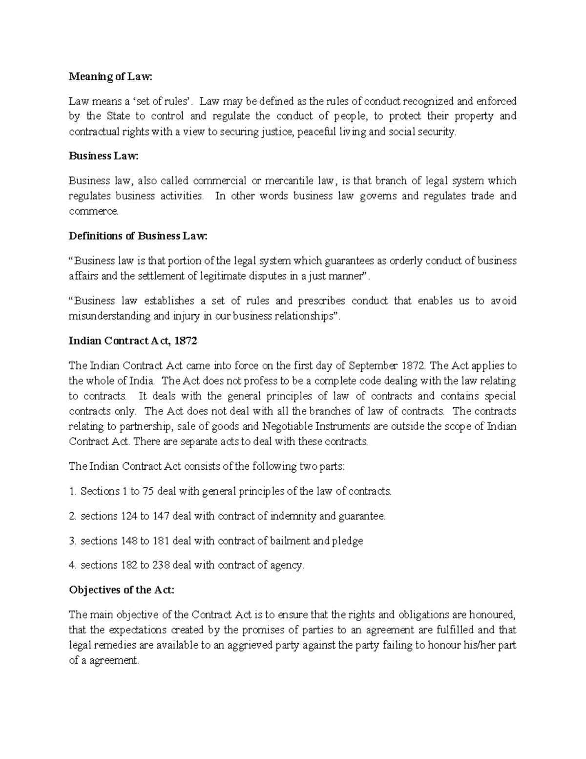 Indian Contract Act - Meaning of Law: Law means a ‘set of rules’. Law ...