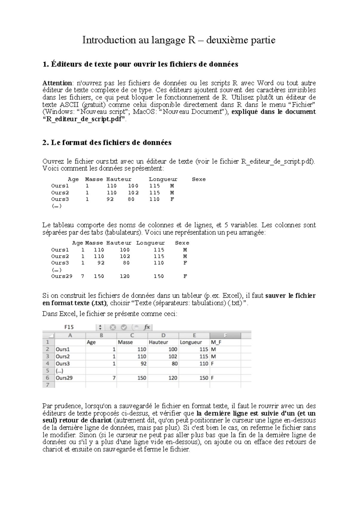 Intro R 2 BIO2043 - Introduction au langage R – deuxième partie 1 ...