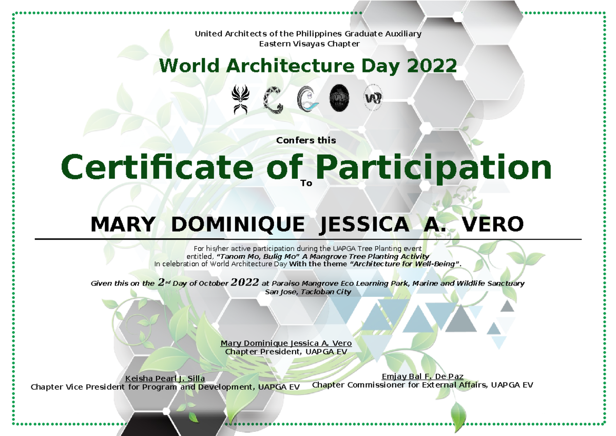 COP Tree Planting - Participation - Certificate of Participation ...