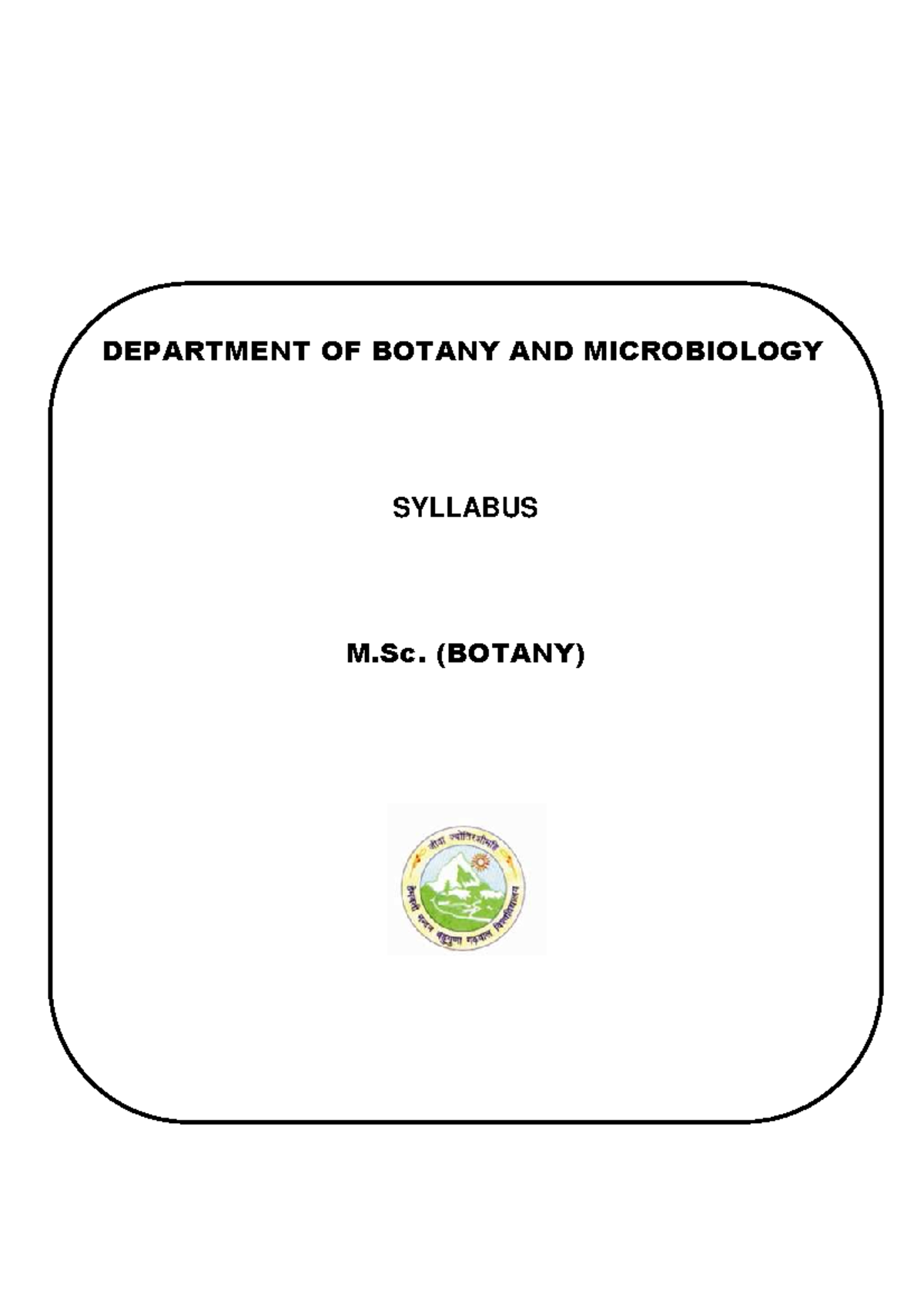 M.Sc . Botany - DEPARTMENT OF BOTANY AND MICROBIOLOGY SYLLABUS M ...