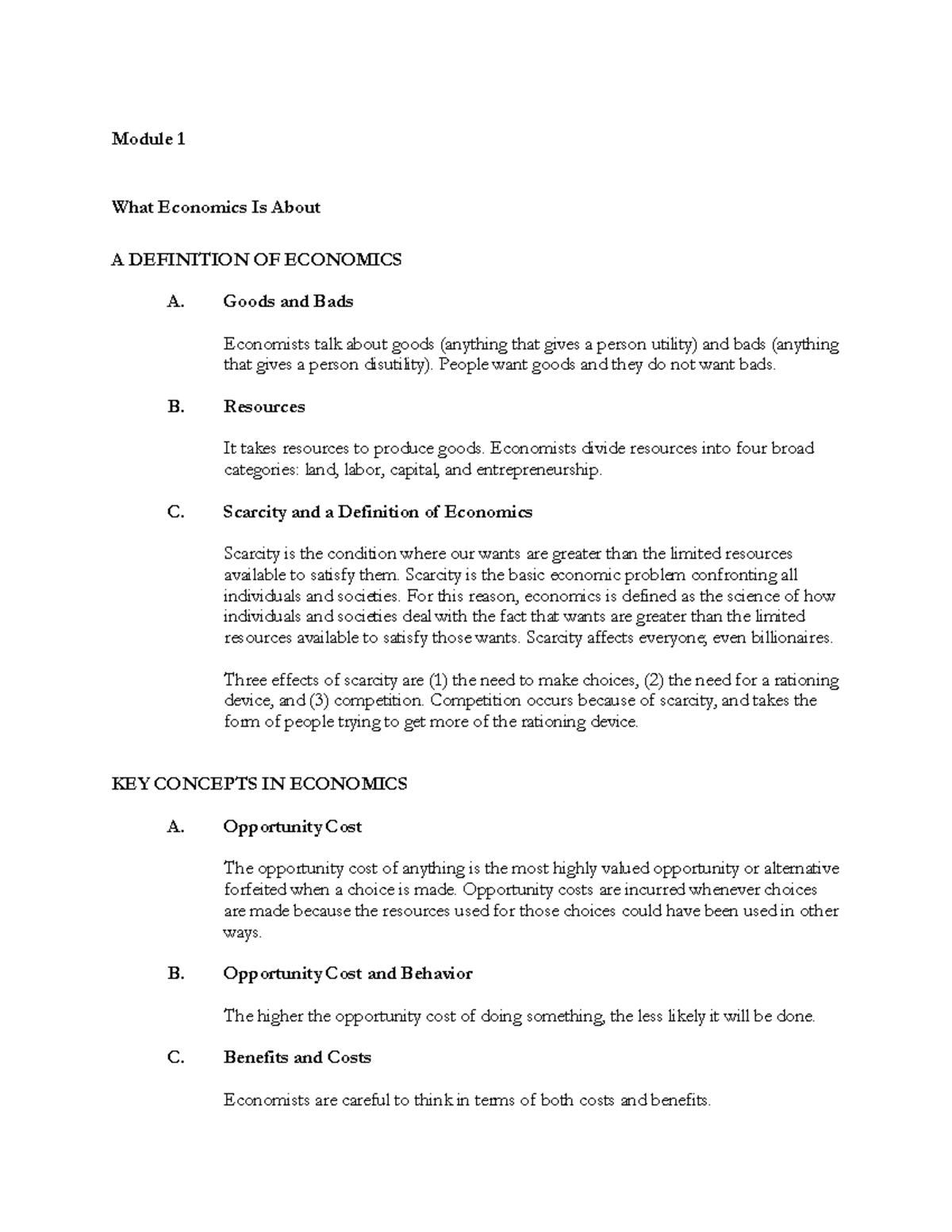 Institutional economics- full notes - Module 1 What Economics Is About ...