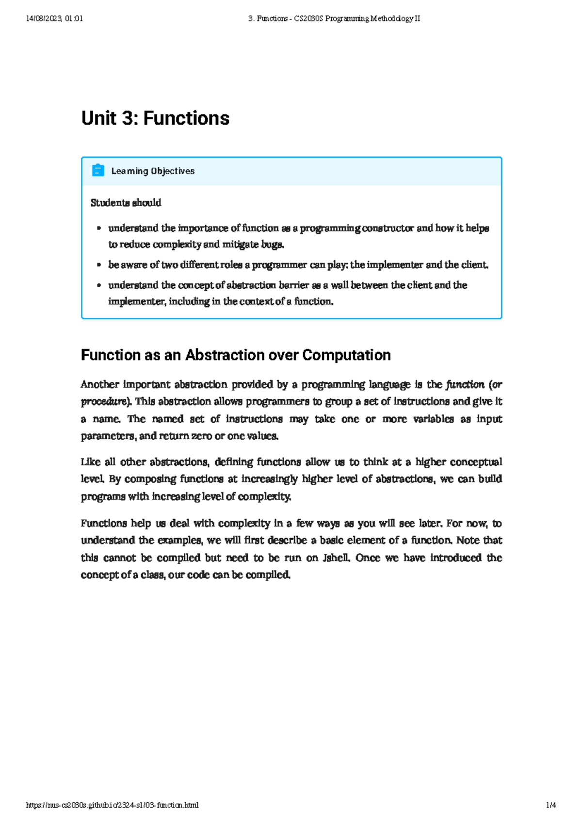 3. Functions - notes - Unit 3: Functions Students should understand the ...