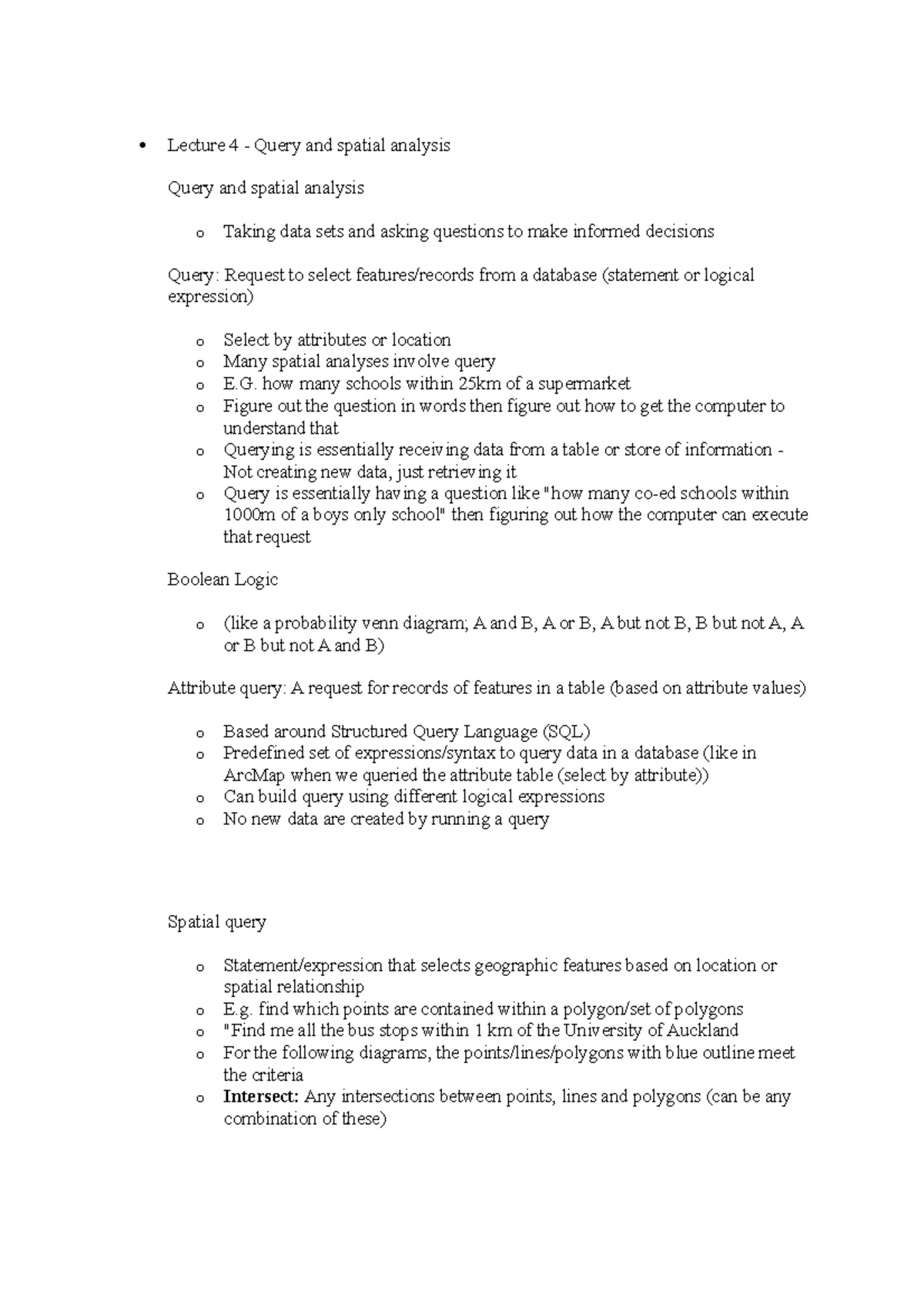 Query and Spatial analysis lecture - Lecture 4 - Query and spatial ...