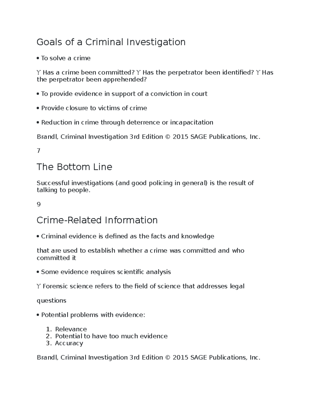Goals of a Criminal Investigation - 7 The Bottom Line Successful ...