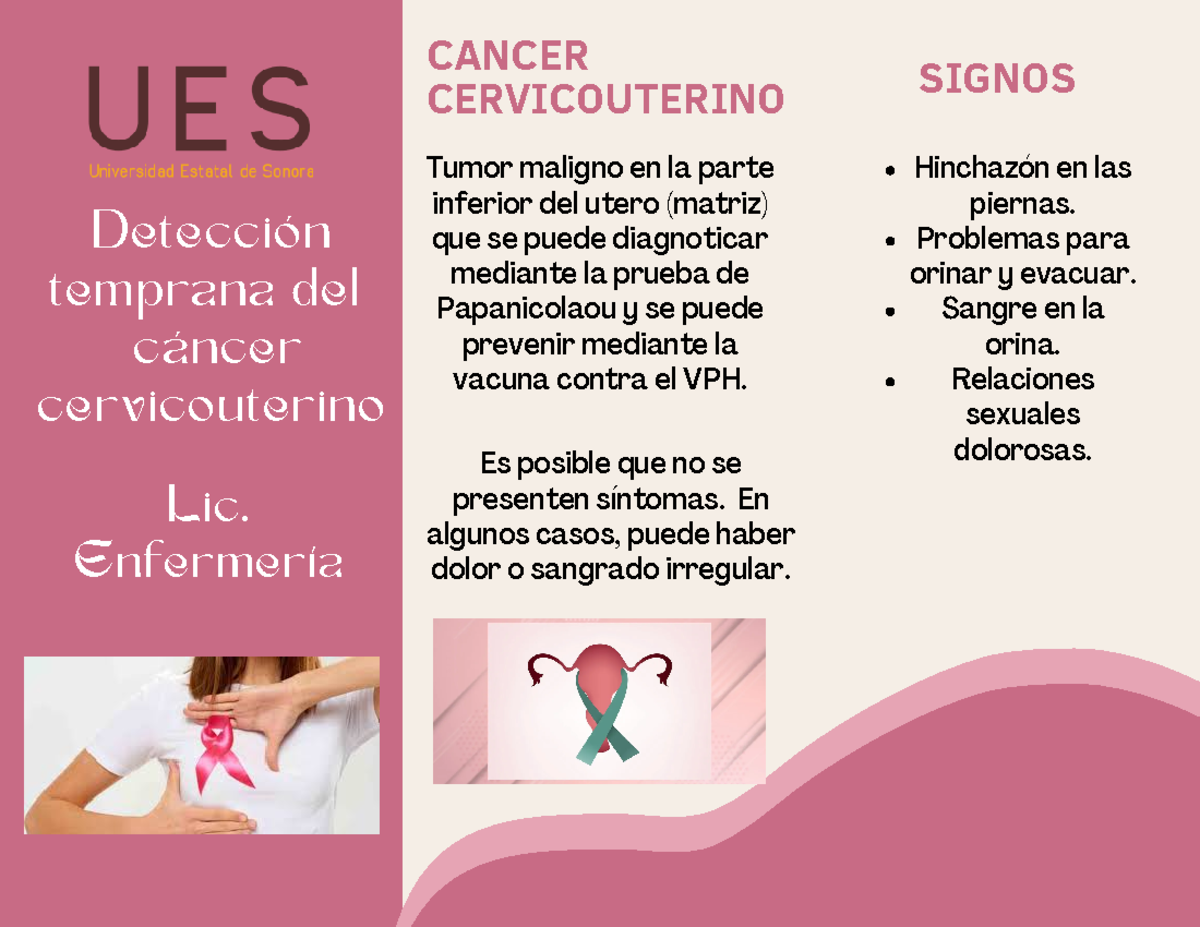 Tríptico Spa Estética Rosa - Detección temprana del cáncer ...