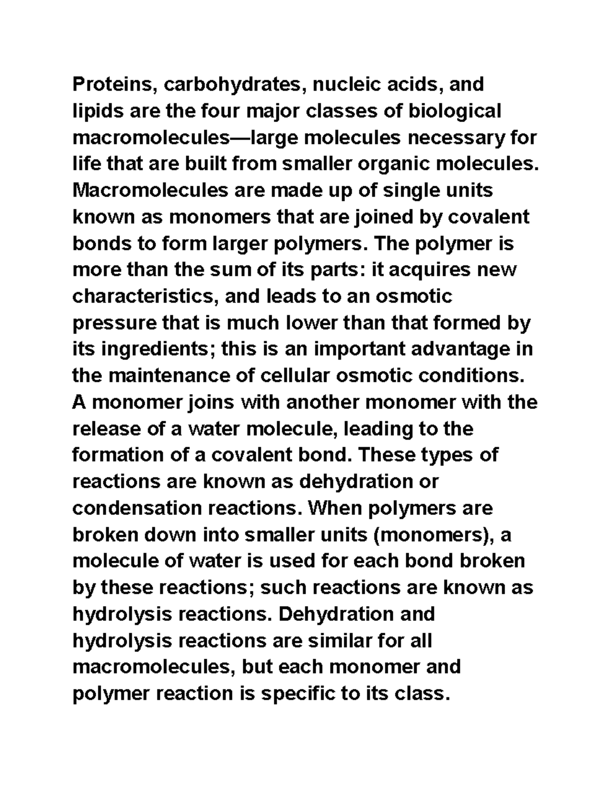 BIOL 1345 Module 2 Biological Macromolecules - Proteins, carbohydrates ...
