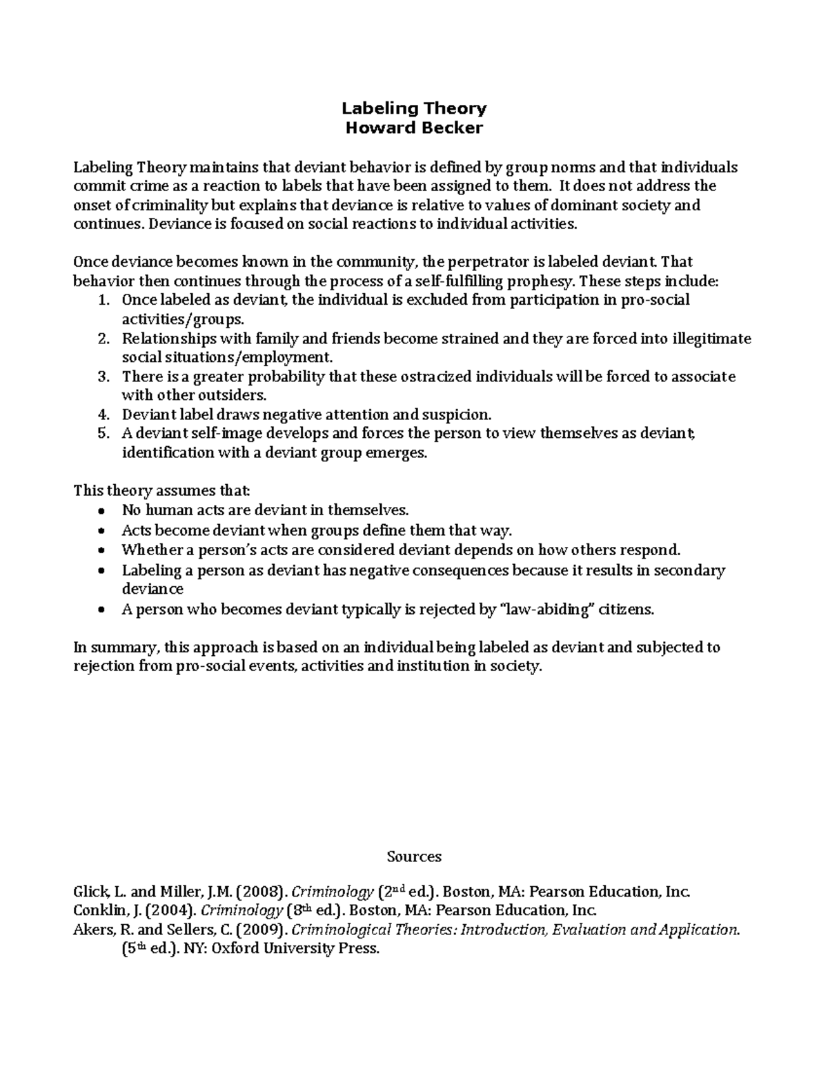 Labeling Theory - Labeling Theory Howard Becker Labeling Theory ...